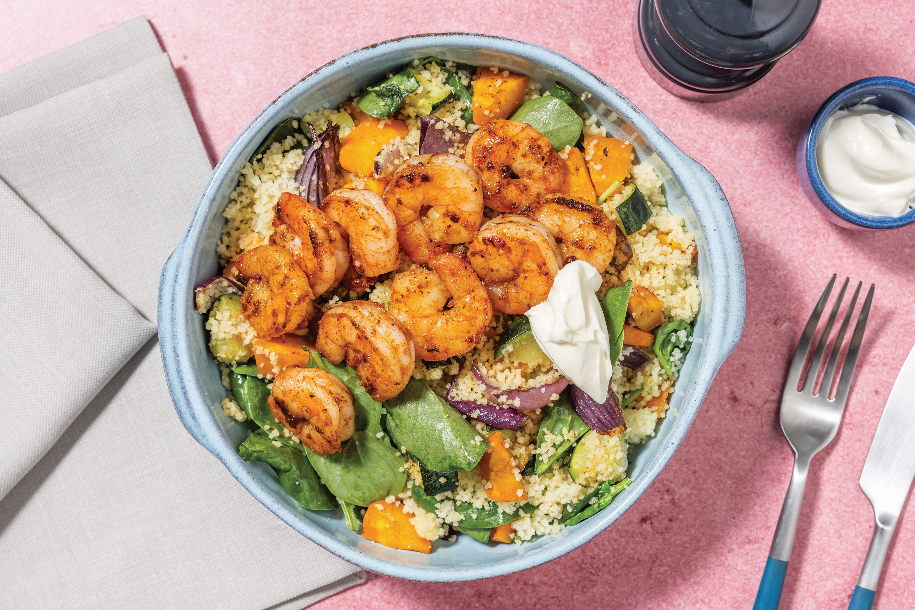Easy Spiced Prawns & Roast Veggie Couscous Salad Recipe | HelloFresh