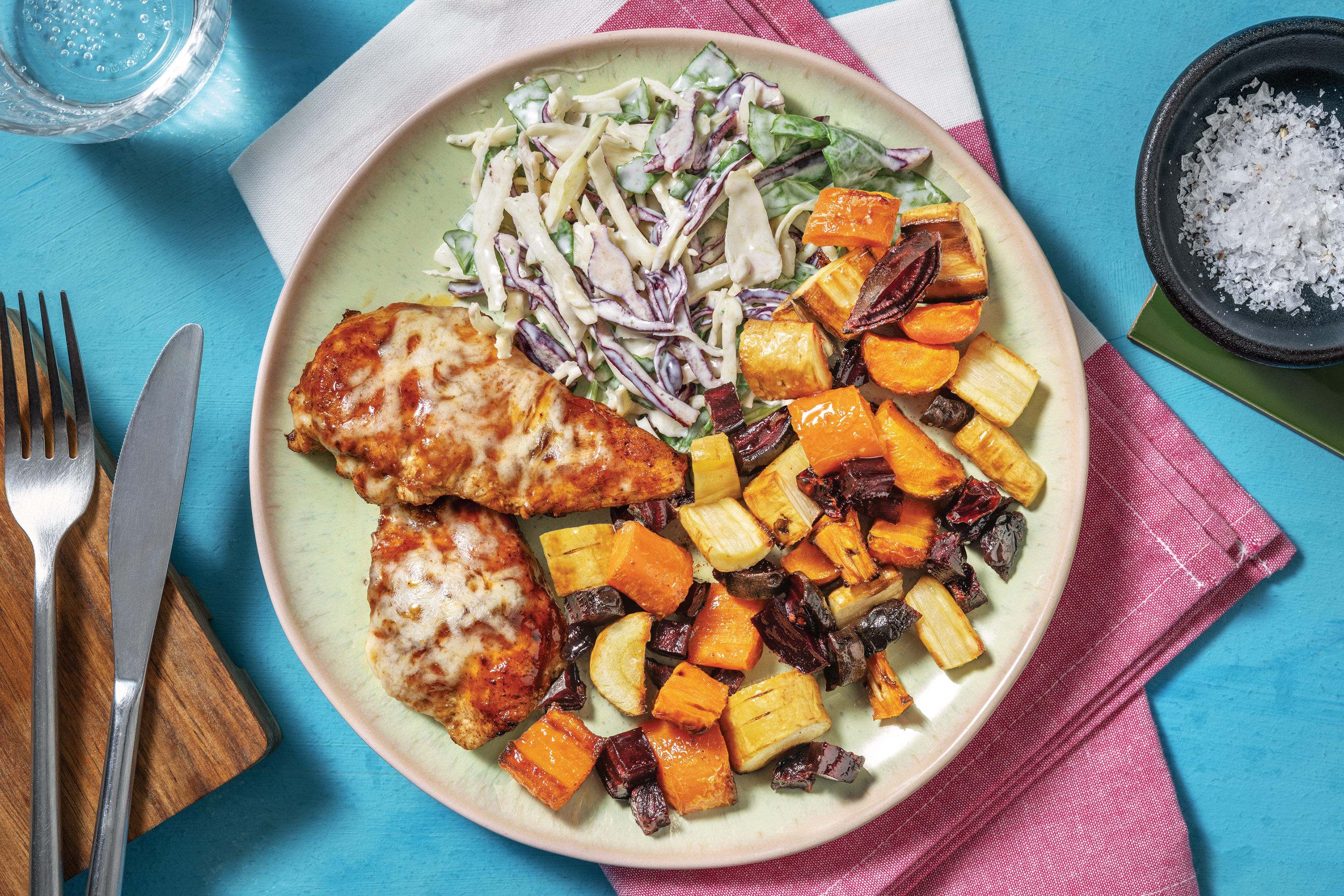 Cheesy BBQ Chicken & Roast Veggies Recipe | HelloFresh