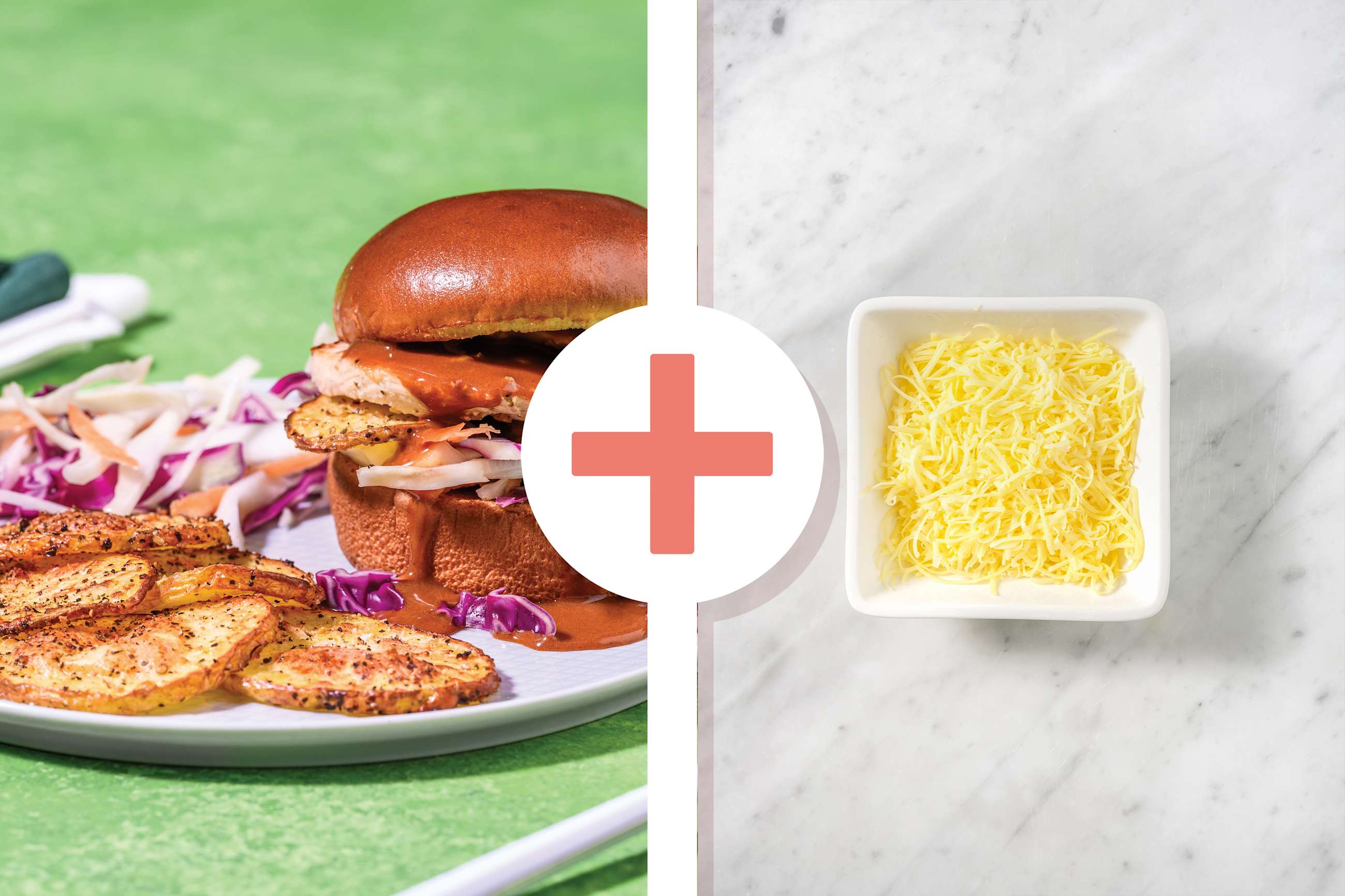 Seared Chicken & Cheesy Roasted Spud Burger Recipe | HelloFresh