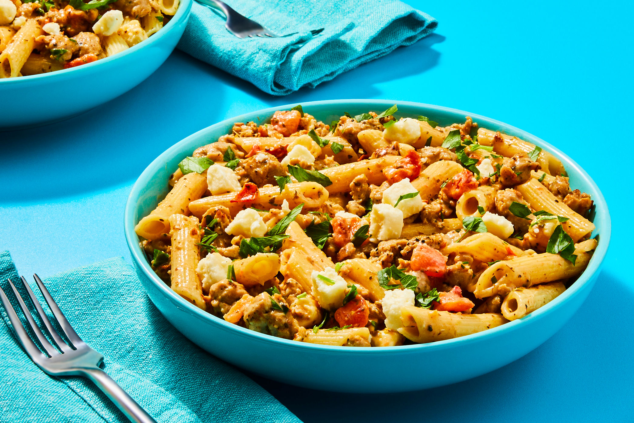 Taverna Chicken Sausage Penne with Feta Recipe | HelloFresh