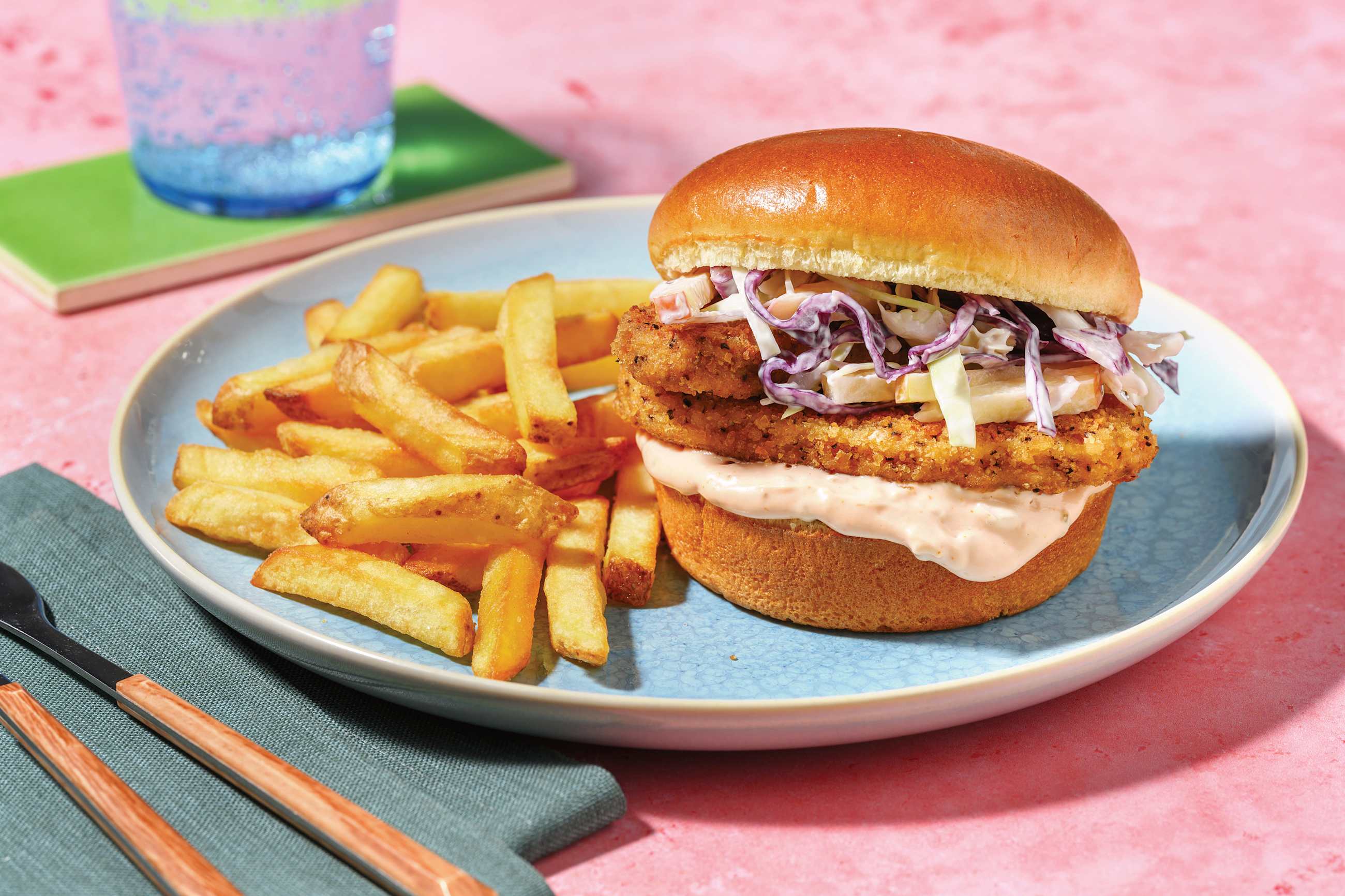 Golden Crumbed Chick'n & Apple Slaw Burger Recipe | HelloFresh