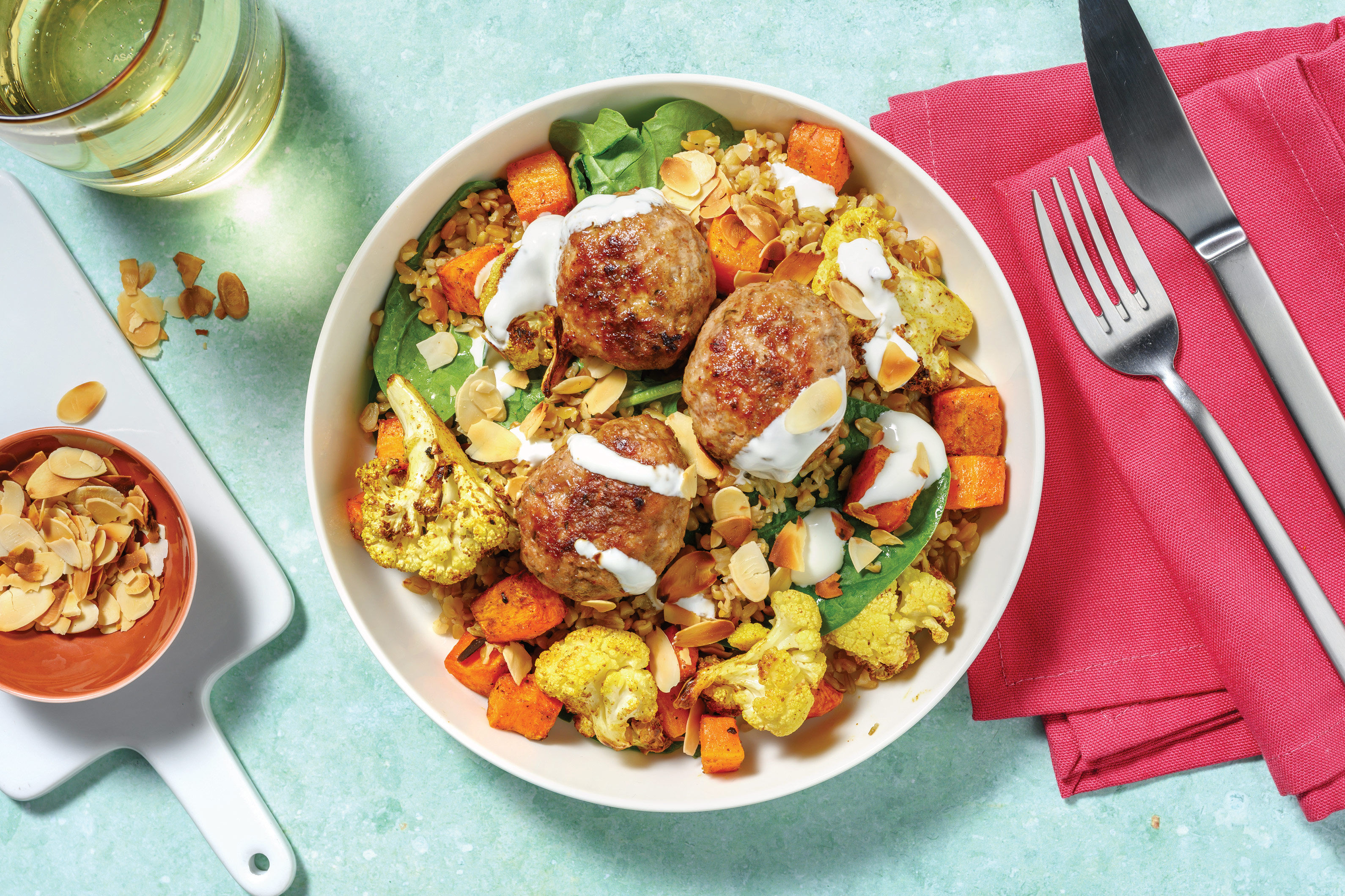 Honey Pork Koftas & Roast Veggie Grain Bowl Recipe | HelloFresh
