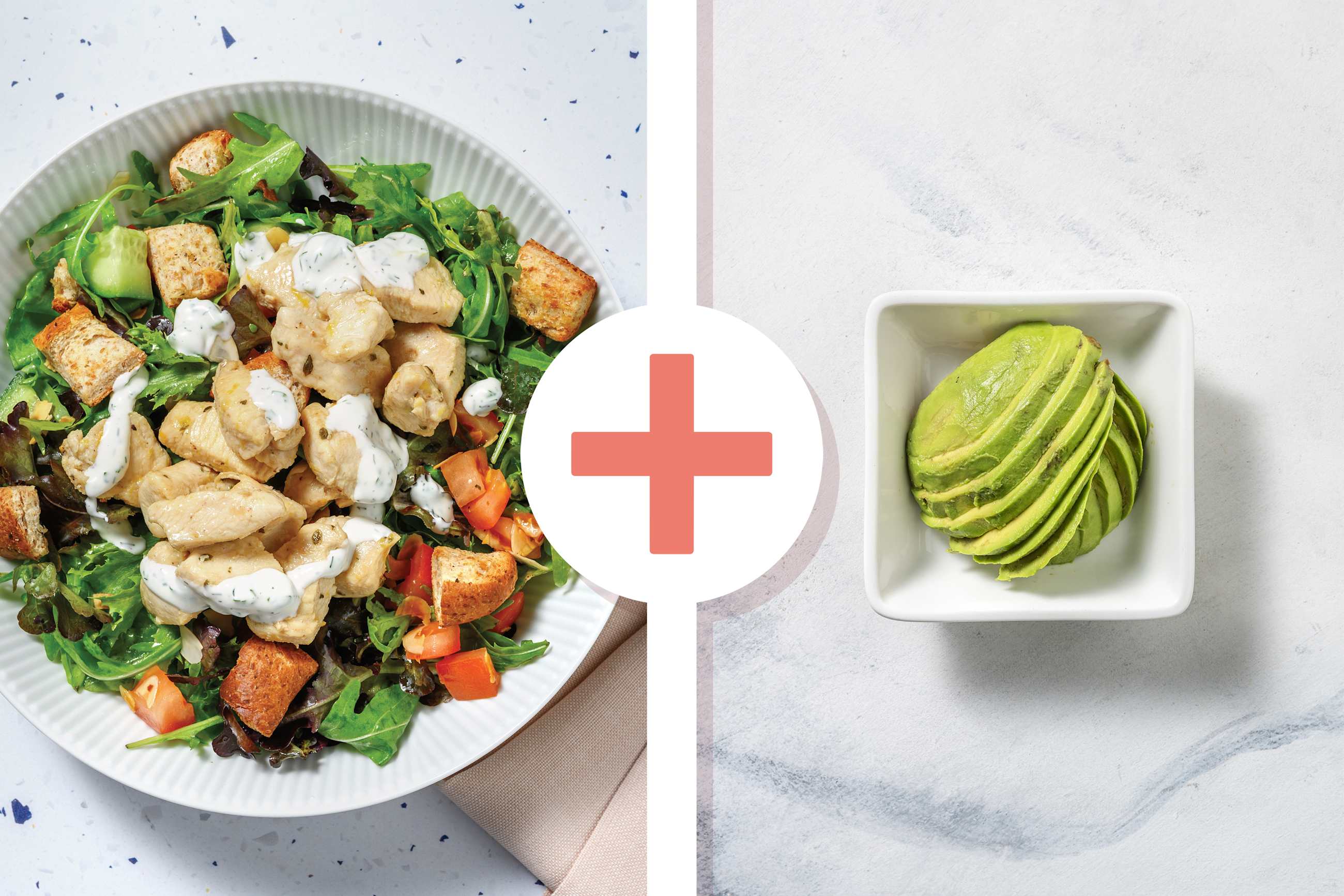 Greek-Style Chicken, Avocado & Panini Crouton Salad Recipe | HelloFresh