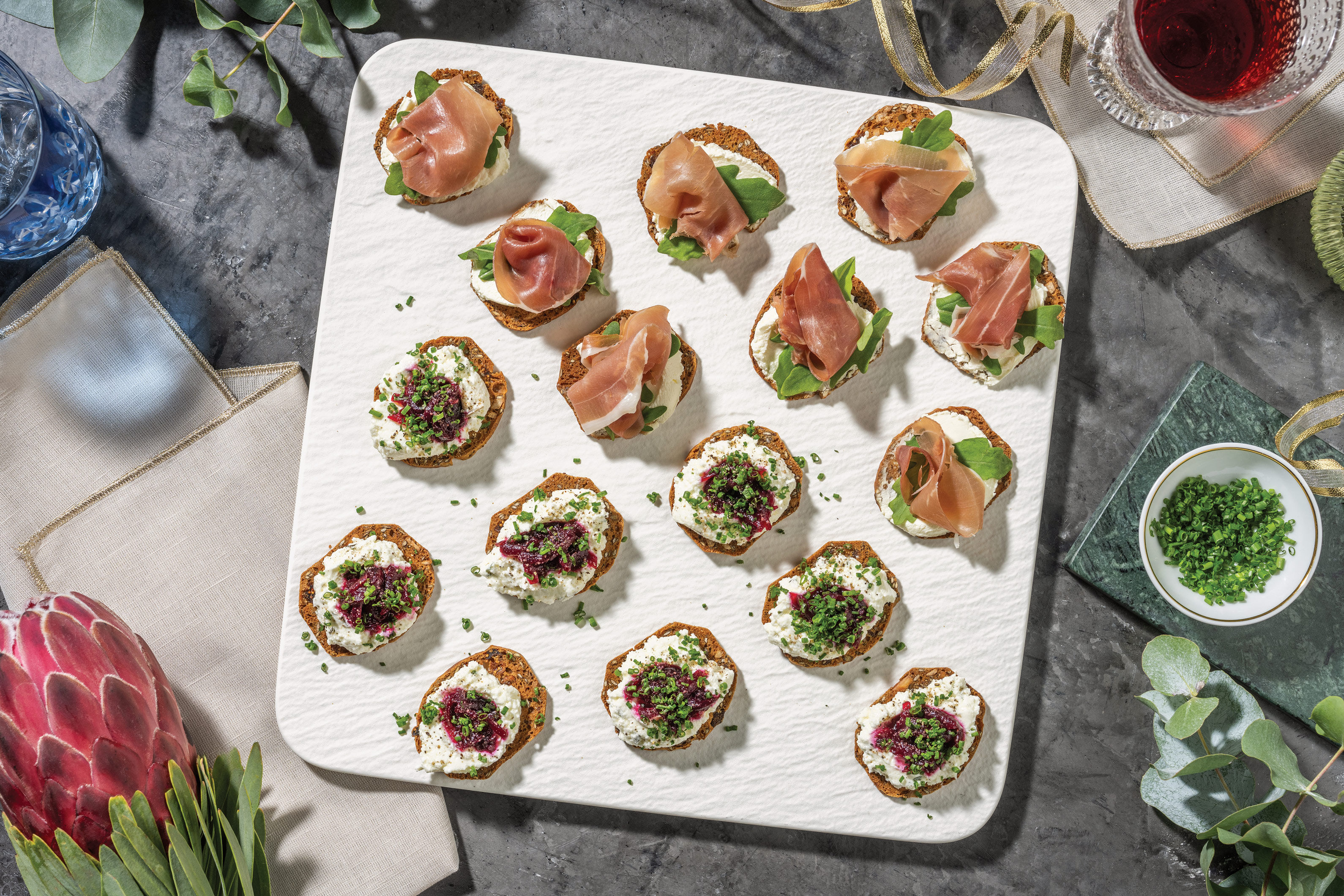 Proscuitto & Cream Cheese on Seeded Crackers Recipe | HelloFresh
