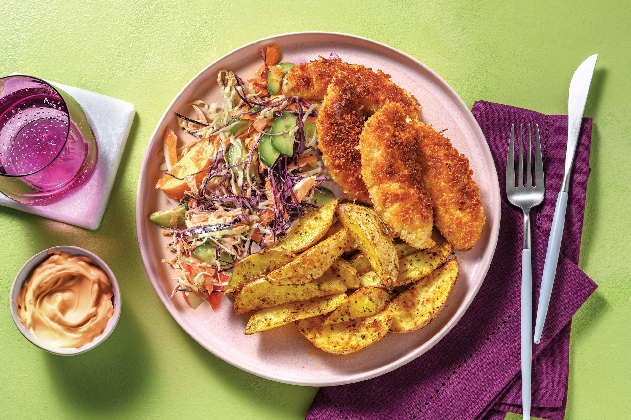 Plant-Based Chick'n Tenders & Cucumber Slaw Recipe | HelloFresh