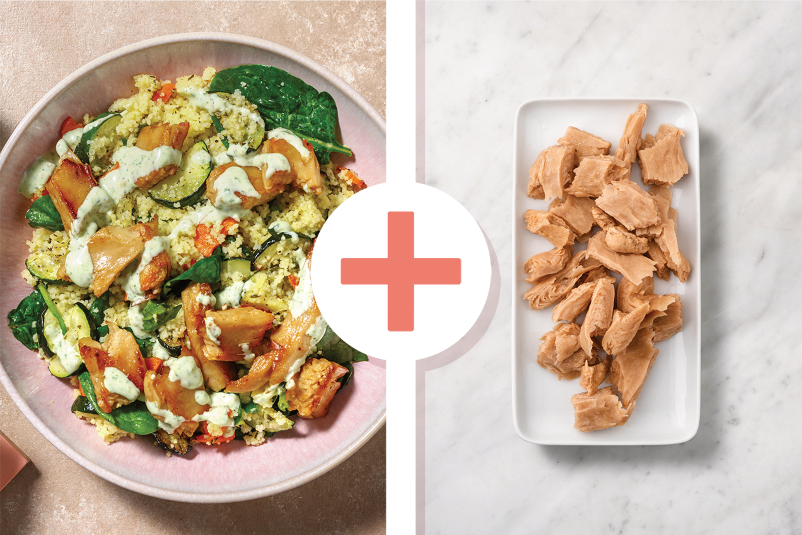 Double Plant-Based Chick’n & Herby Veggie Couscous Recipe | HelloFresh