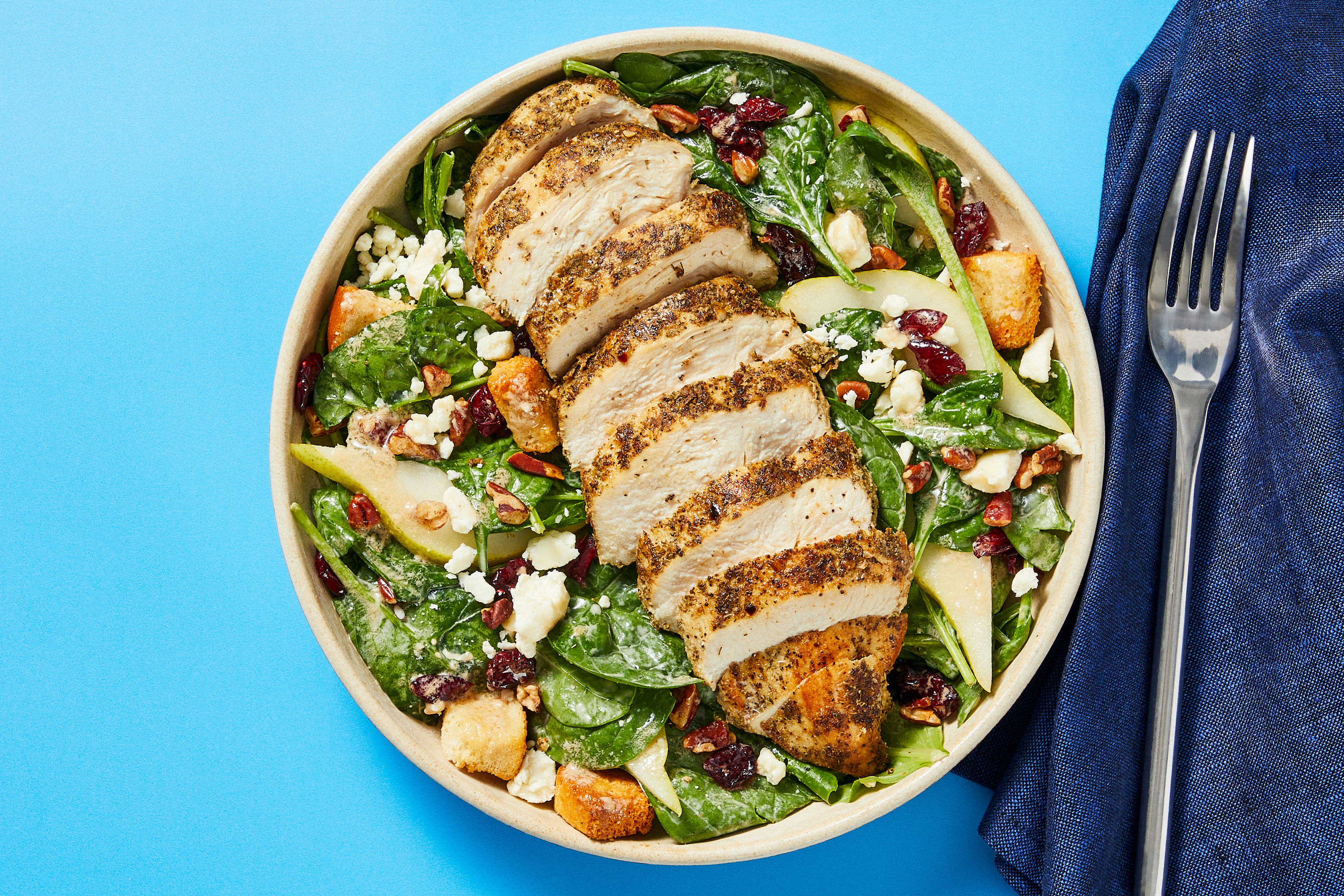 Harvest Chicken & Spinach Salad with Feta Recipe | HelloFresh