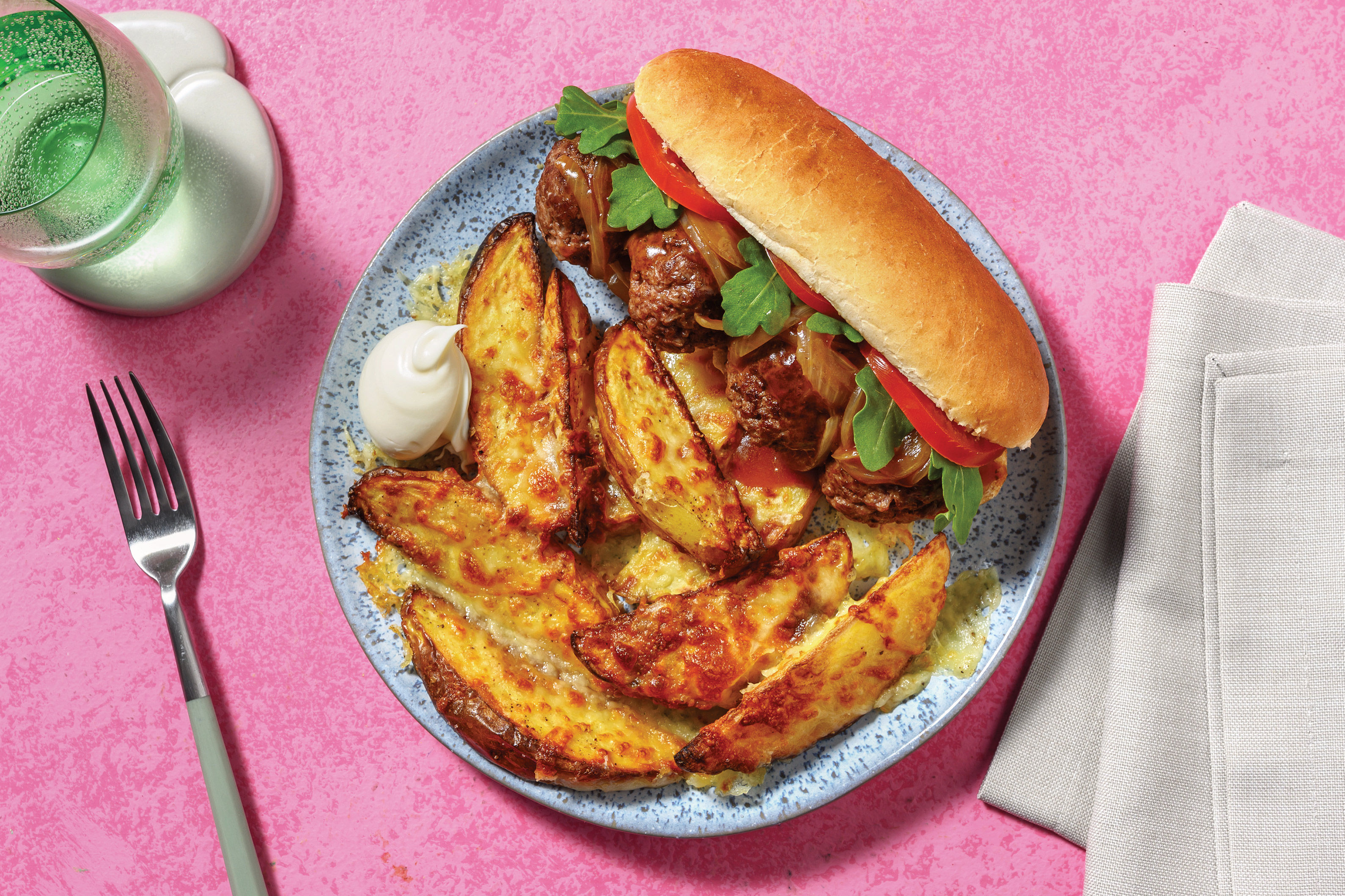 Beef Meatball Subs & Cheesy Wedges Recipe | HelloFresh