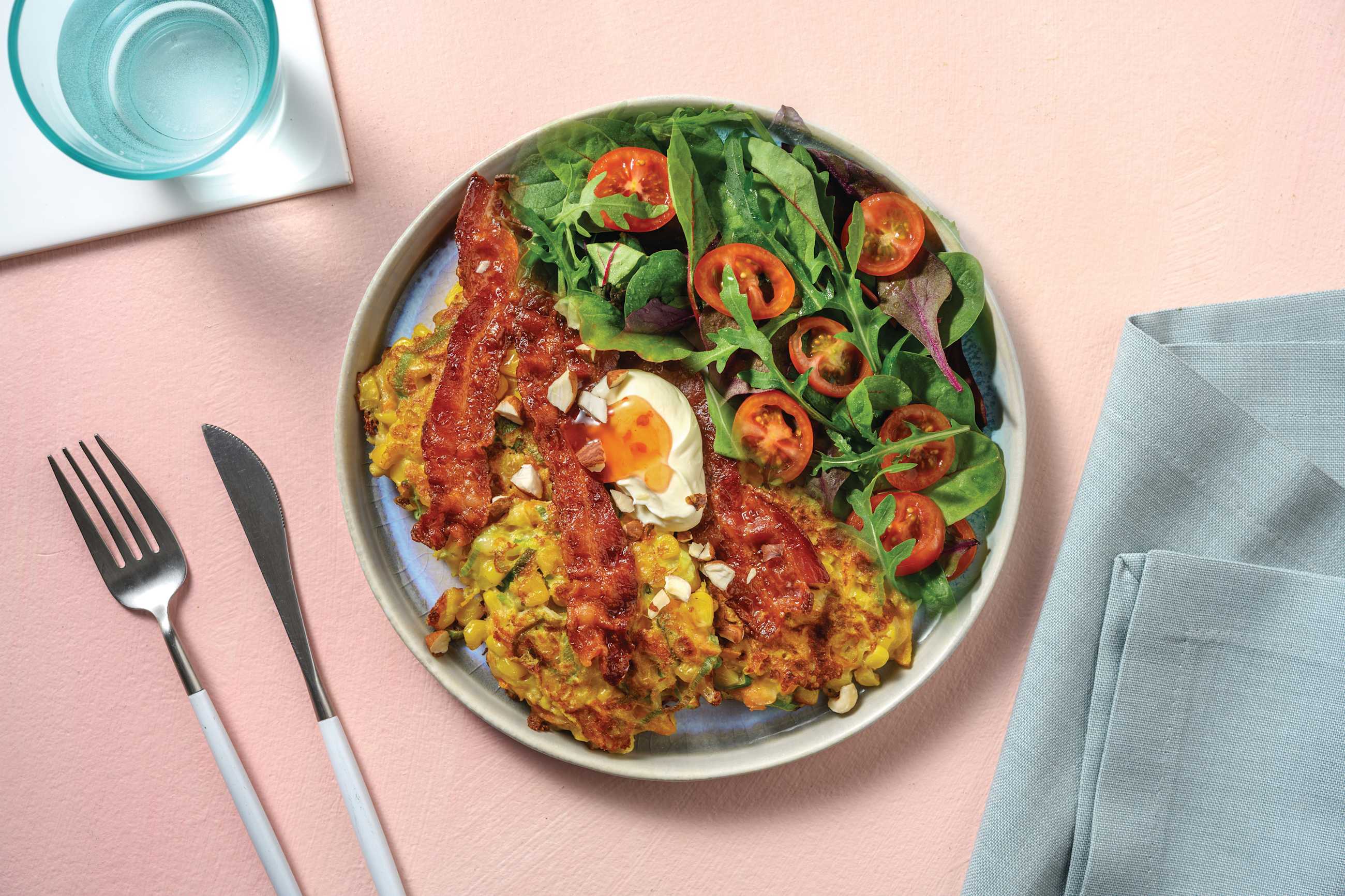 Corn Fritter & Bacon Stack Recipe | HelloFresh