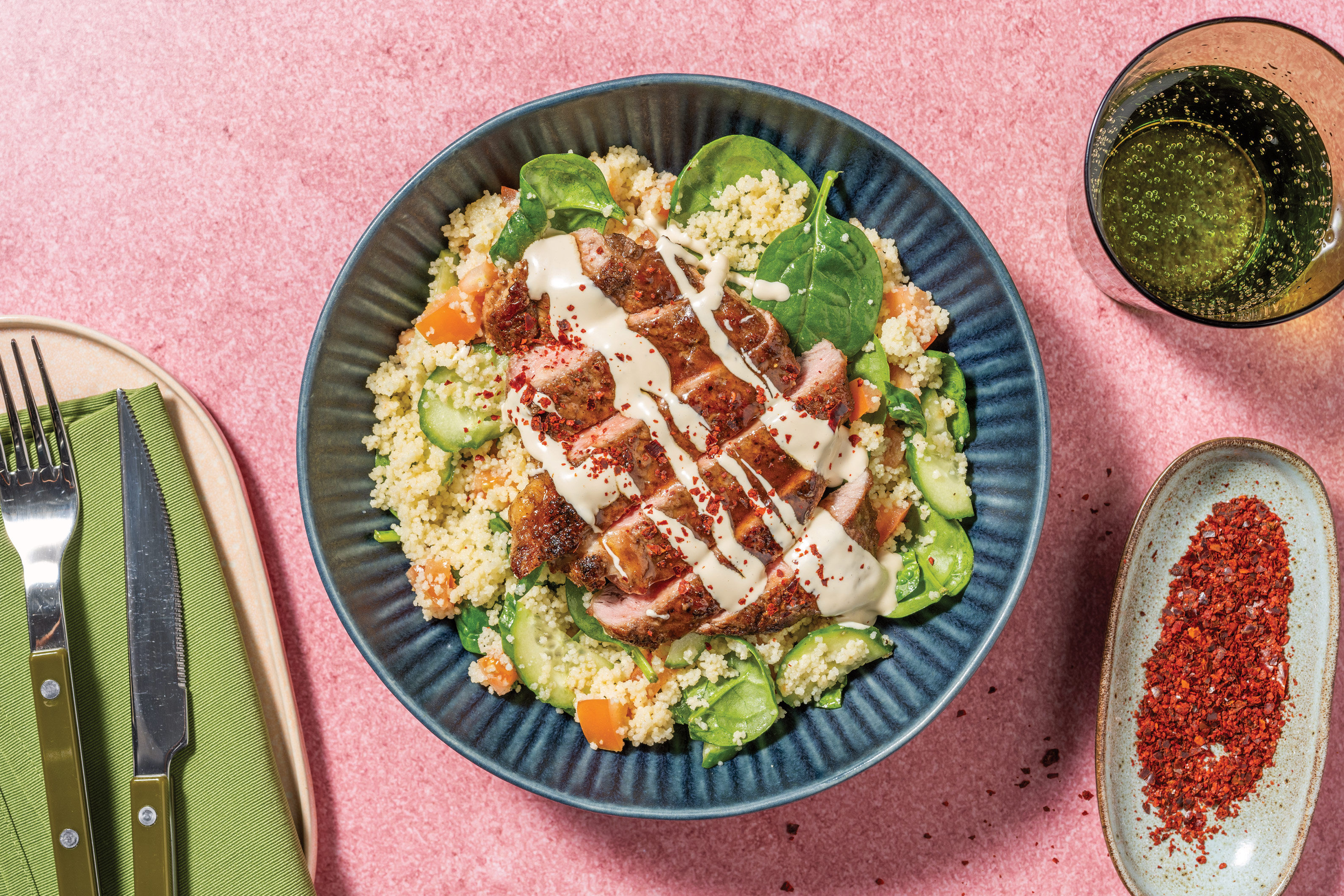 Peri-Peri Beef Rump & Warm Haloumi Couscous Salad Recipe | HelloFresh
