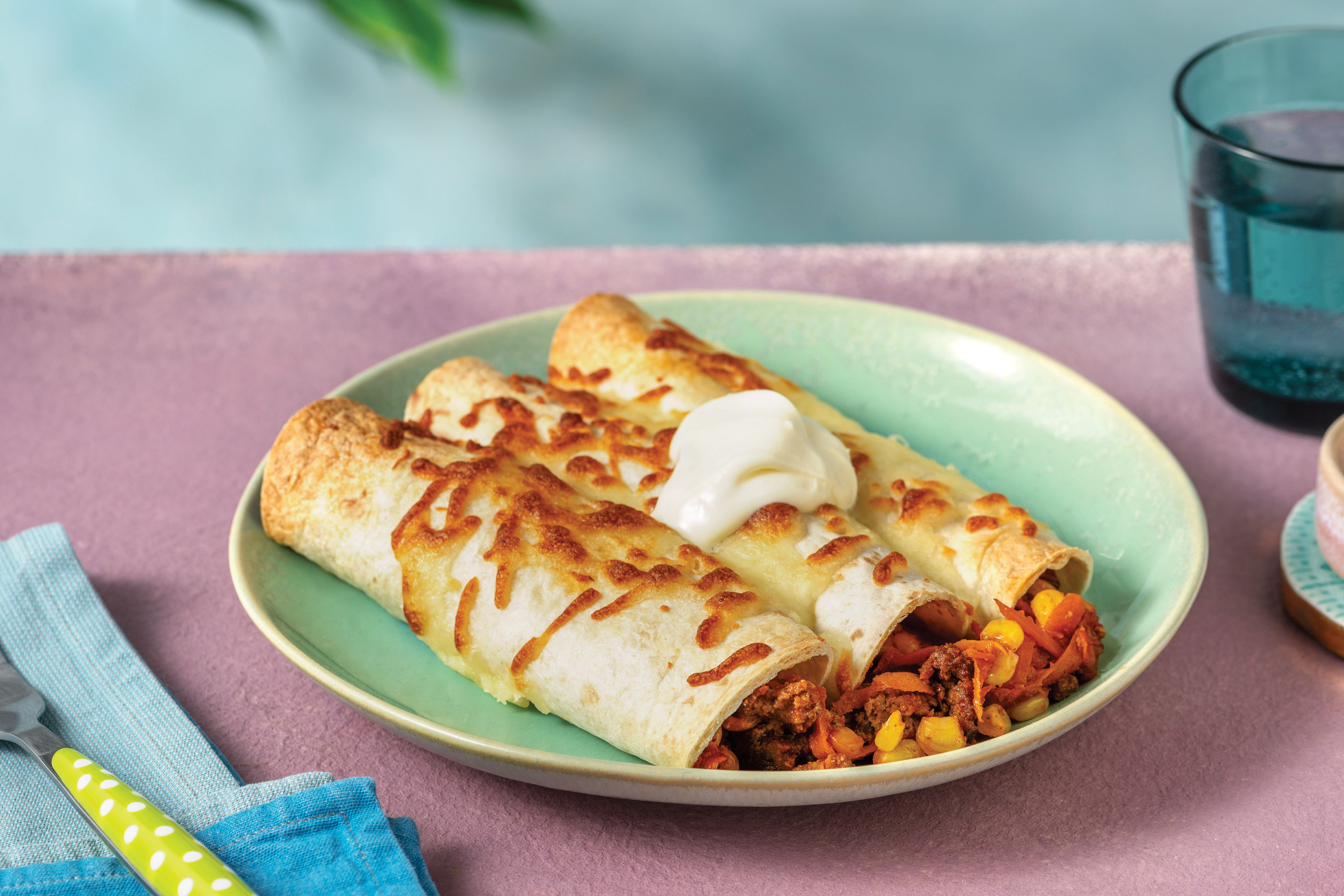 Cheesy Beef Enchiladas with Sour Cream Recipe | HelloFresh