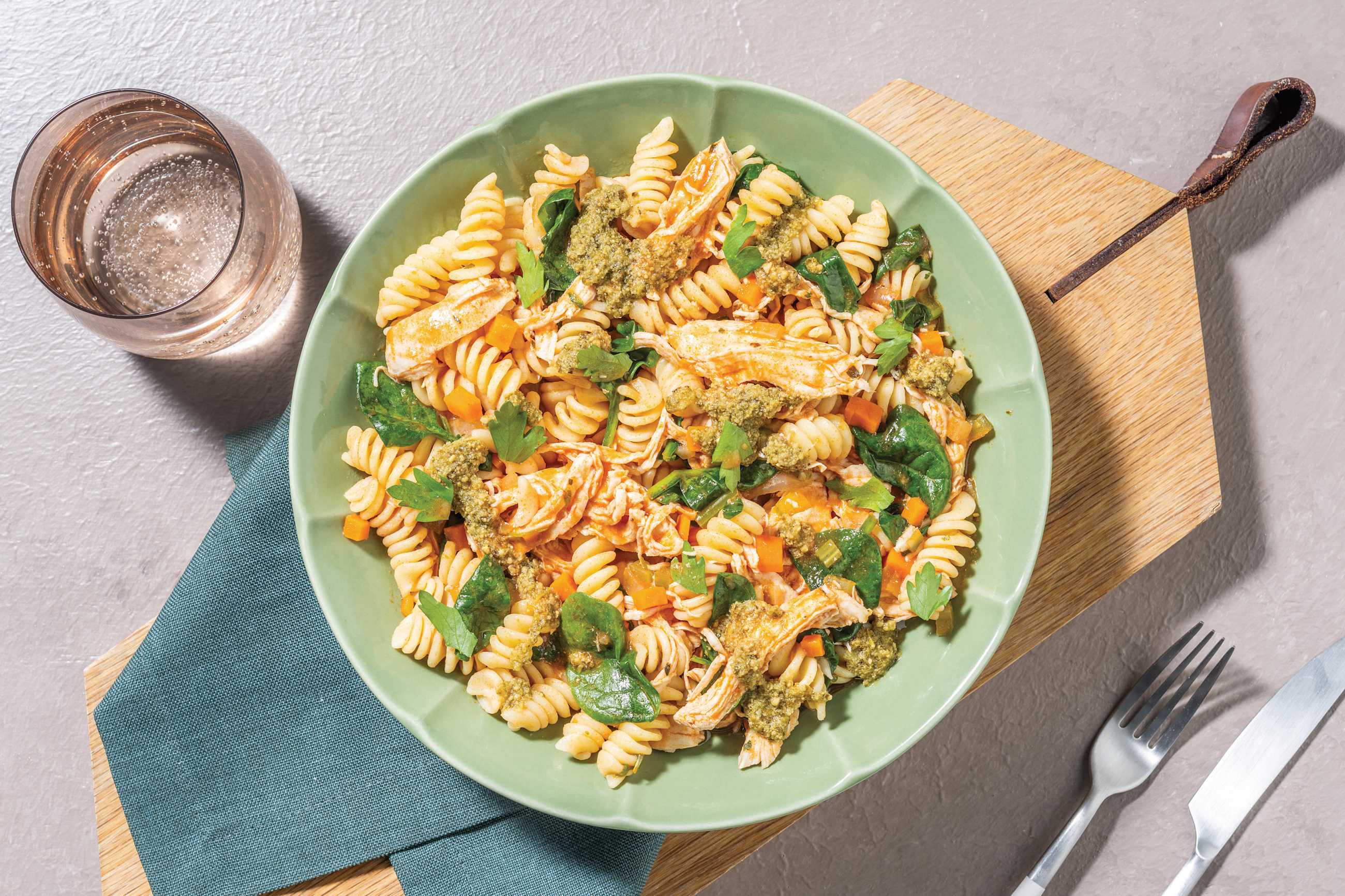 One-Pot Parmesan Pulled Chicken & Veggie Fusilli Recipe | HelloFresh