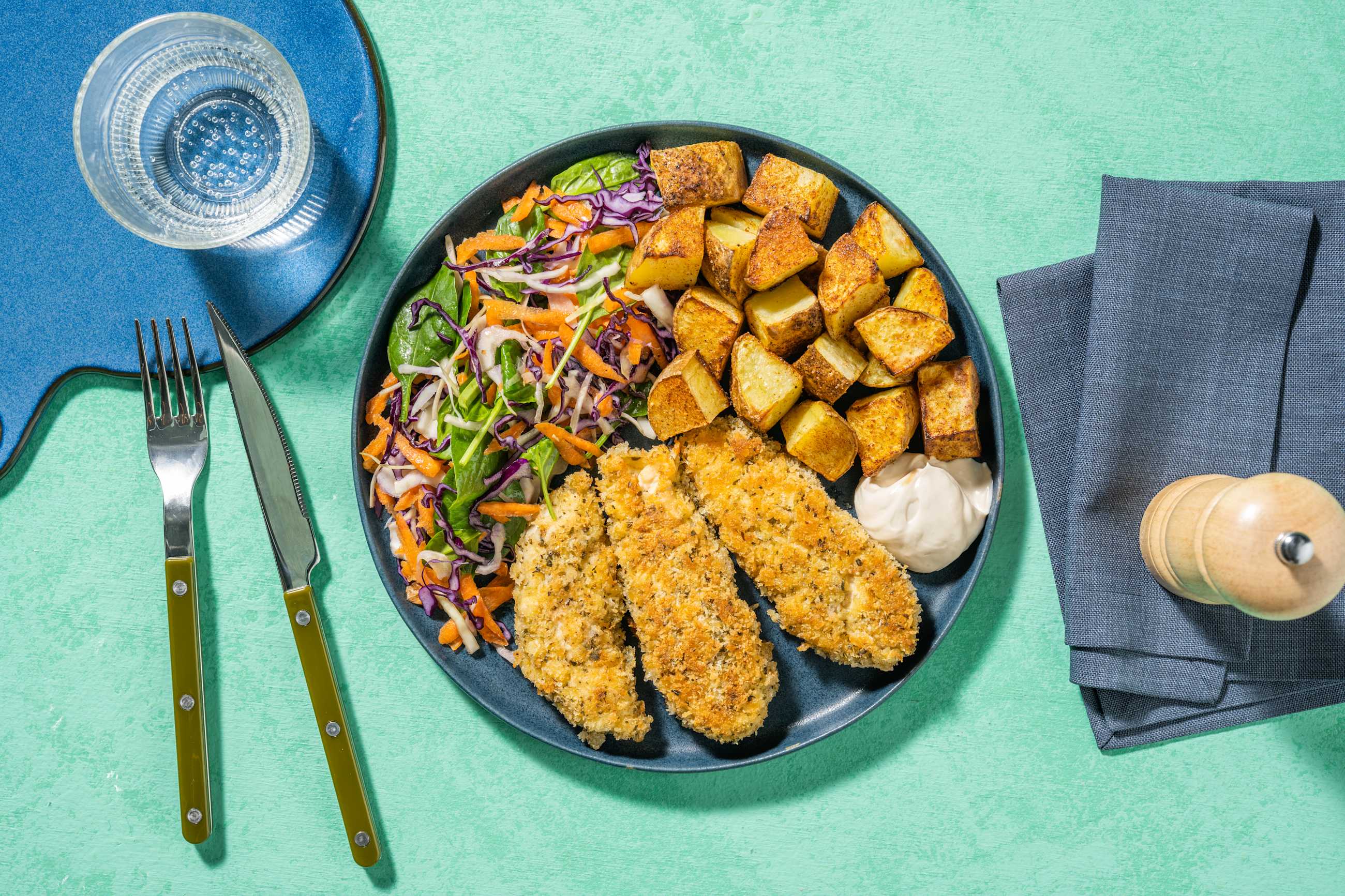 Quick Crumbed Chicken, Haloumi & Slaw Recipe | HelloFresh