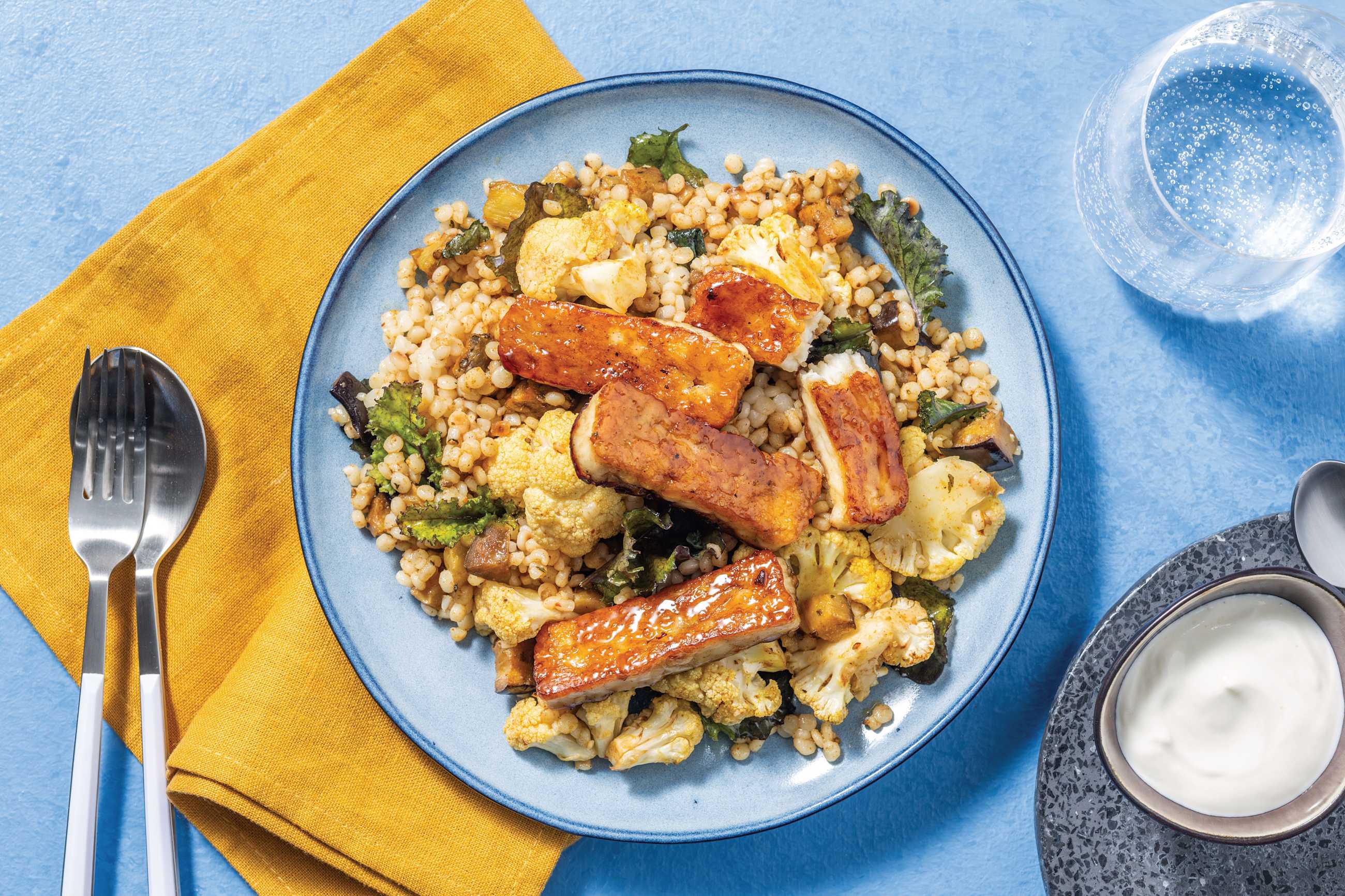 Pomegranate-Glazed Haloumi & Israeli Couscous Recipe | HelloFresh