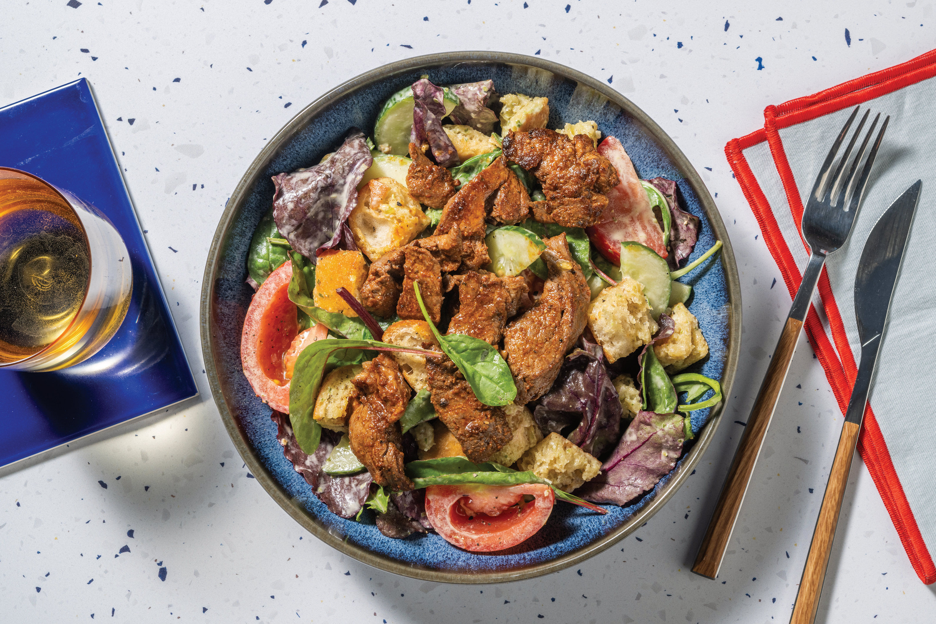 Easy Peri-Peri Cheesy Beef Salad & Herby Dressing Recipe | HelloFresh