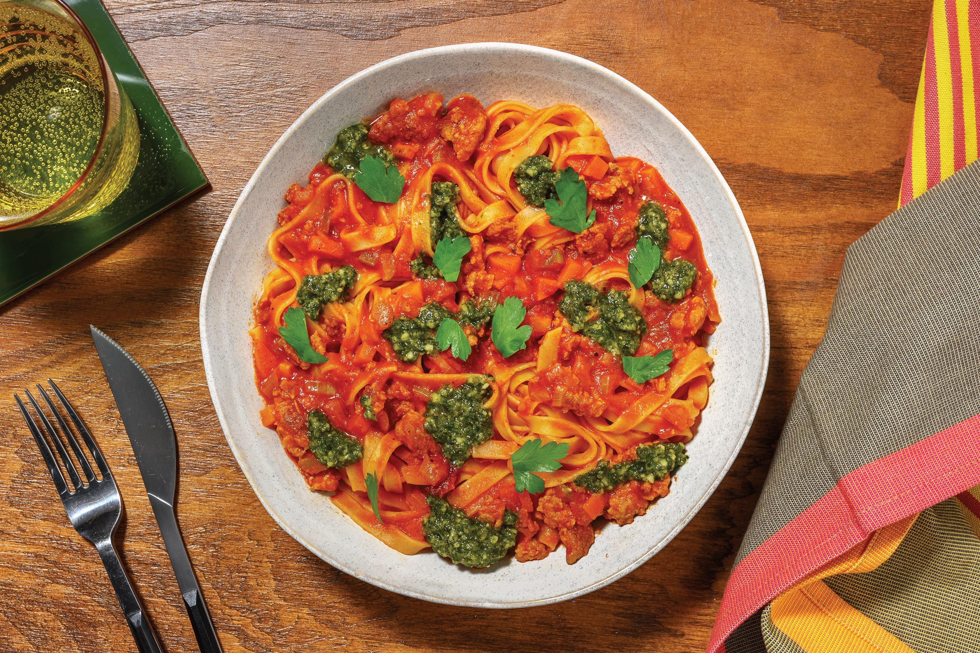 Beef Mince Ragu & Fettuccine Recipe | HelloFresh