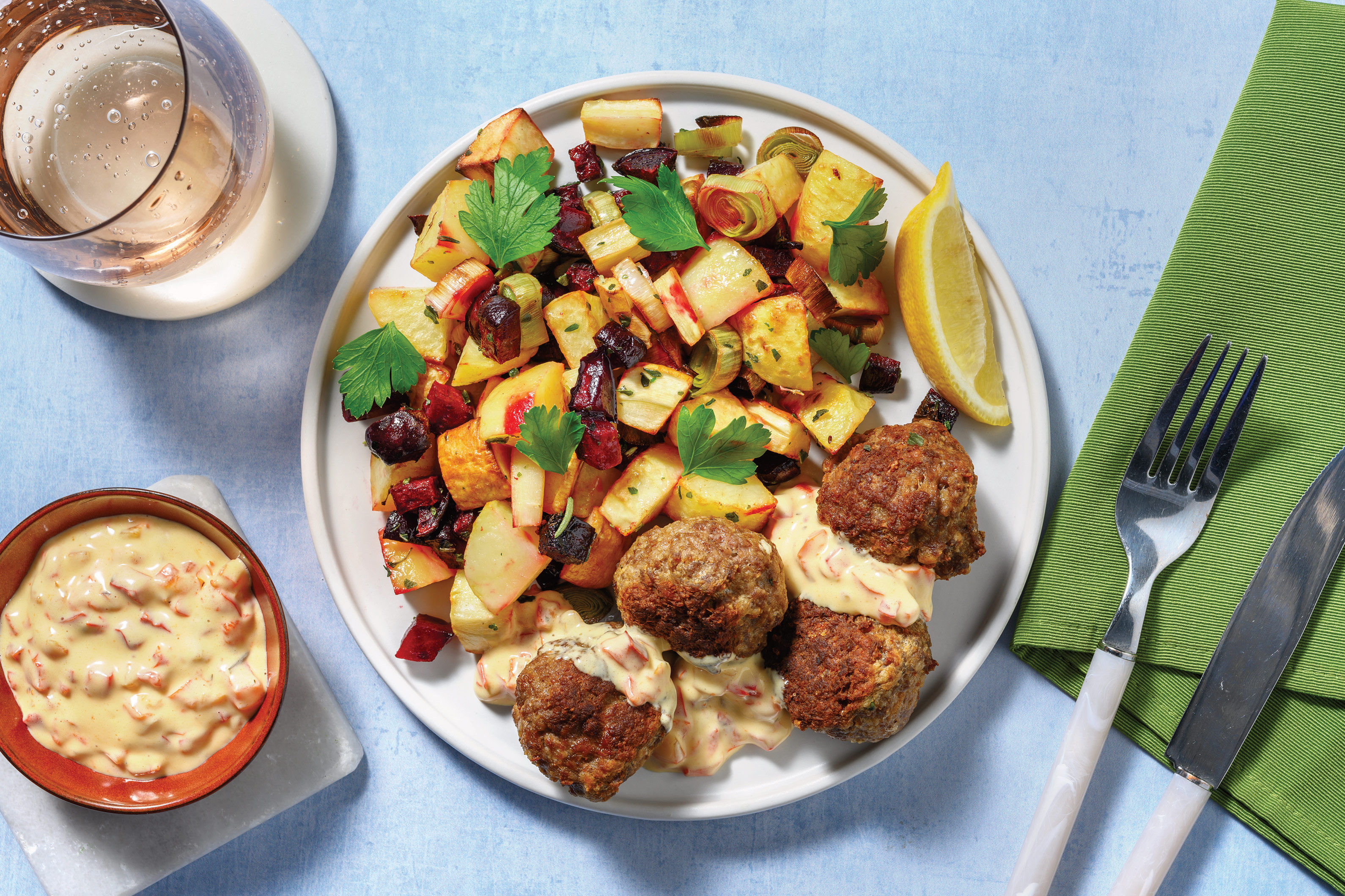 Beef Meatballs & Capsicum Relish Hollandaise Recipe | HelloFresh