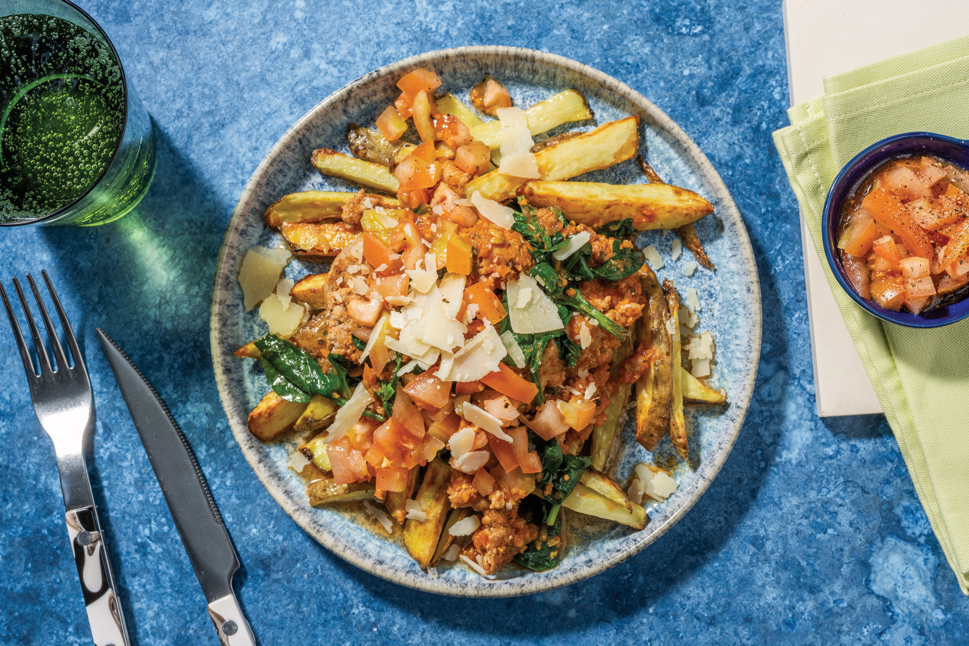 Herby Tomato Beef Loaded Fries Recipe | HelloFresh