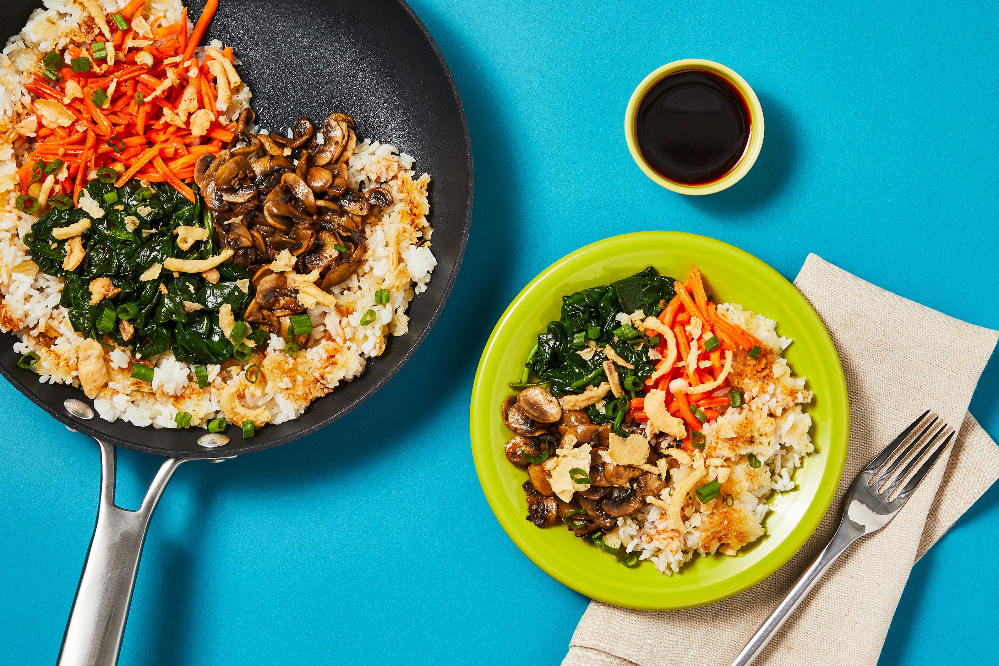 Vegan Mushroom & Spinach Bibimbap Recipe | HelloFresh