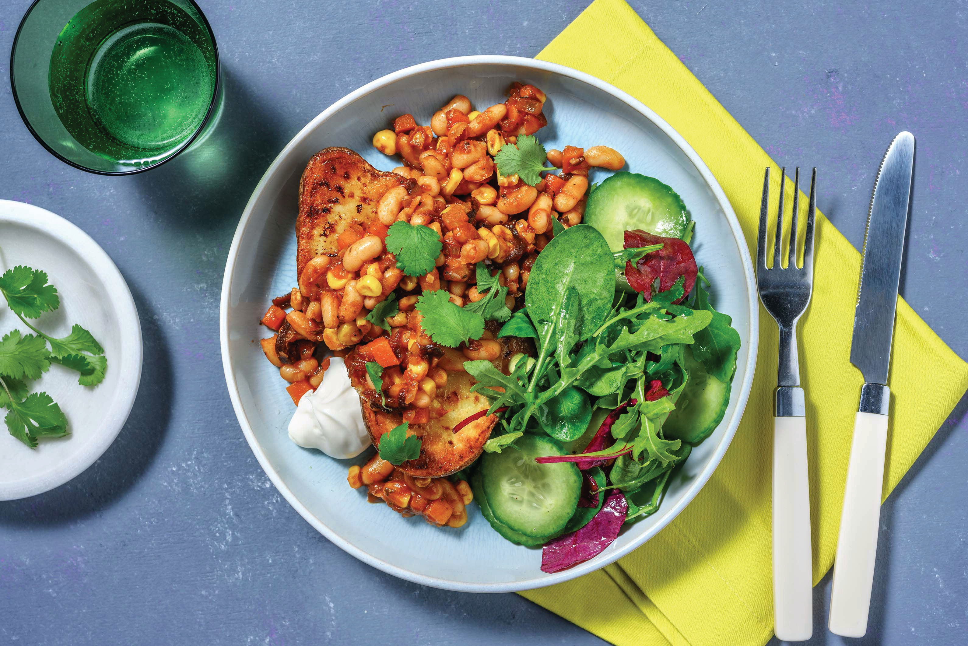 Cheesy American Campfire Bean Jacket Potatoes Recipe | HelloFresh