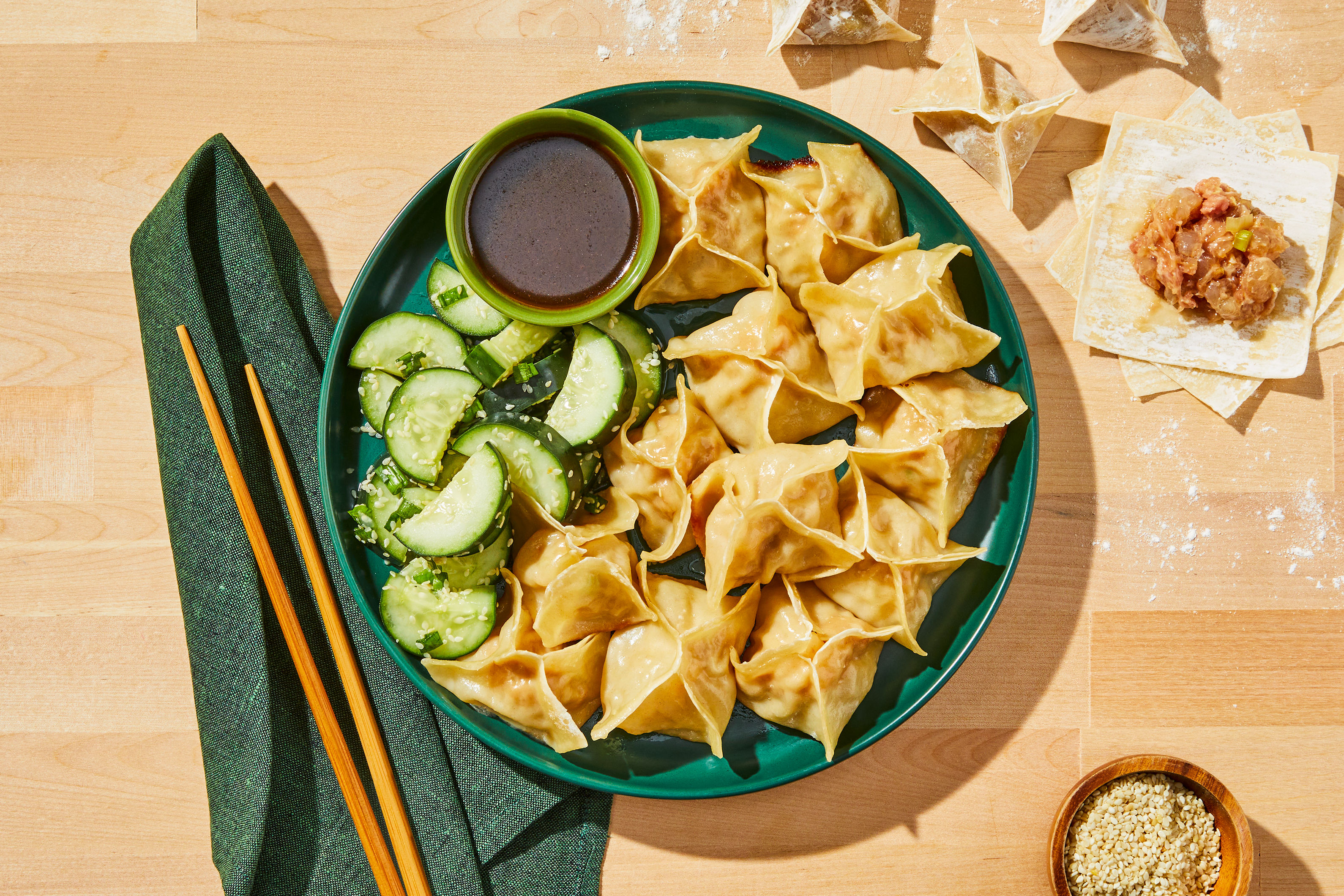 Handmade Soy-Ginger Pork & Shrimp Wontons Recipe | HelloFresh