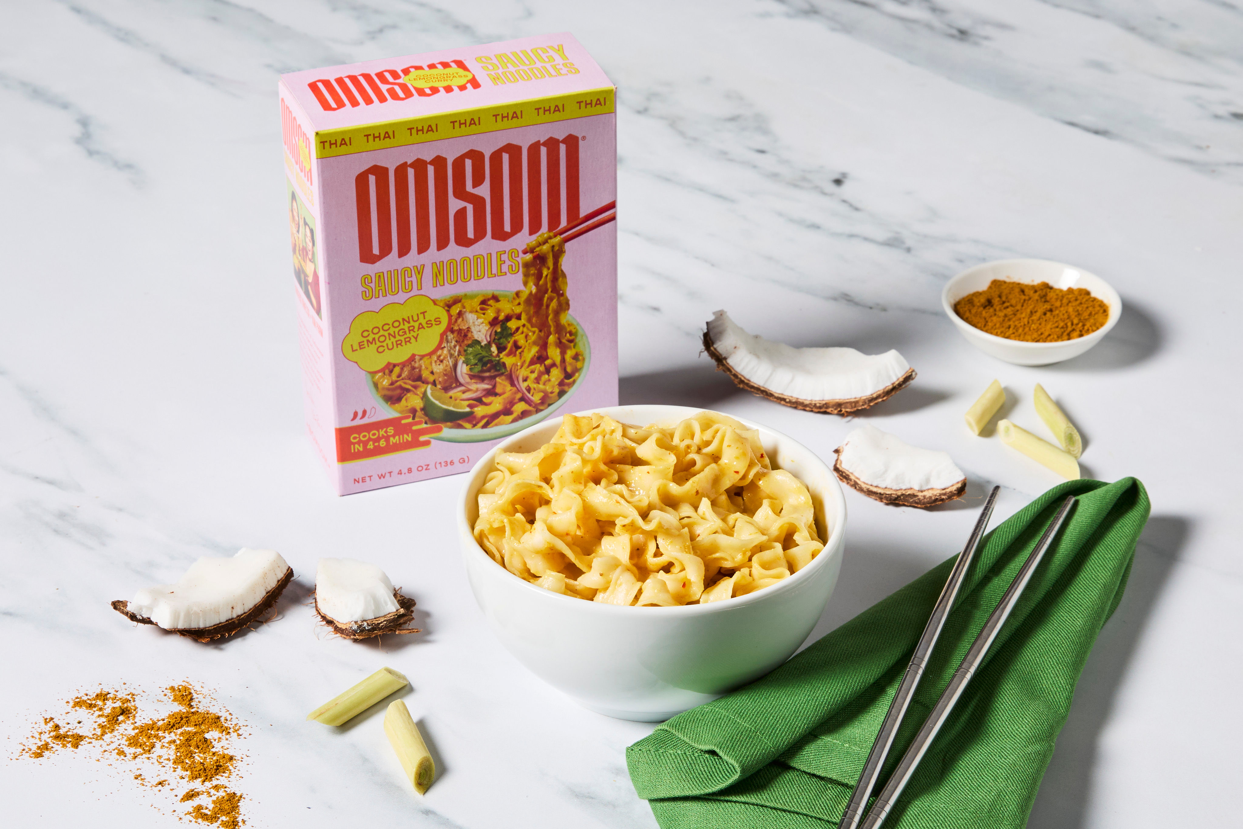 Omsom Coconut Lemongrass Curry Saucy Noodles Recipe | HelloFresh