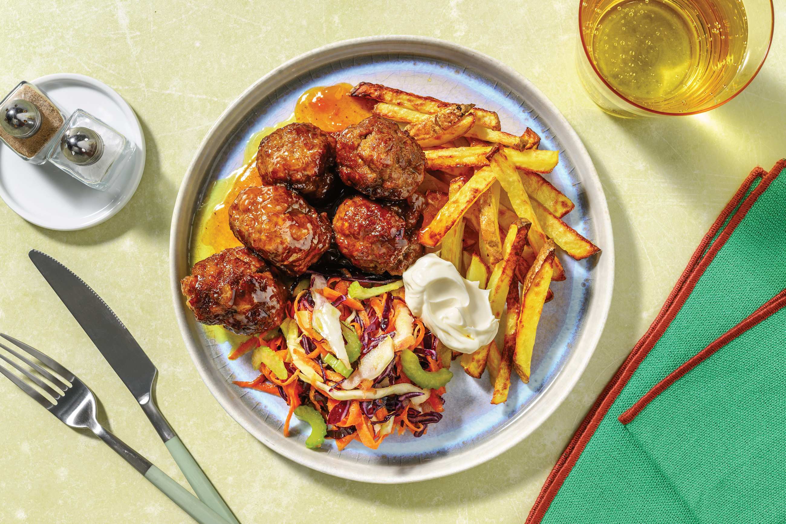 Sweet Chilli -Glazed Beef Meatballs & Halloumi Recipe | HelloFresh