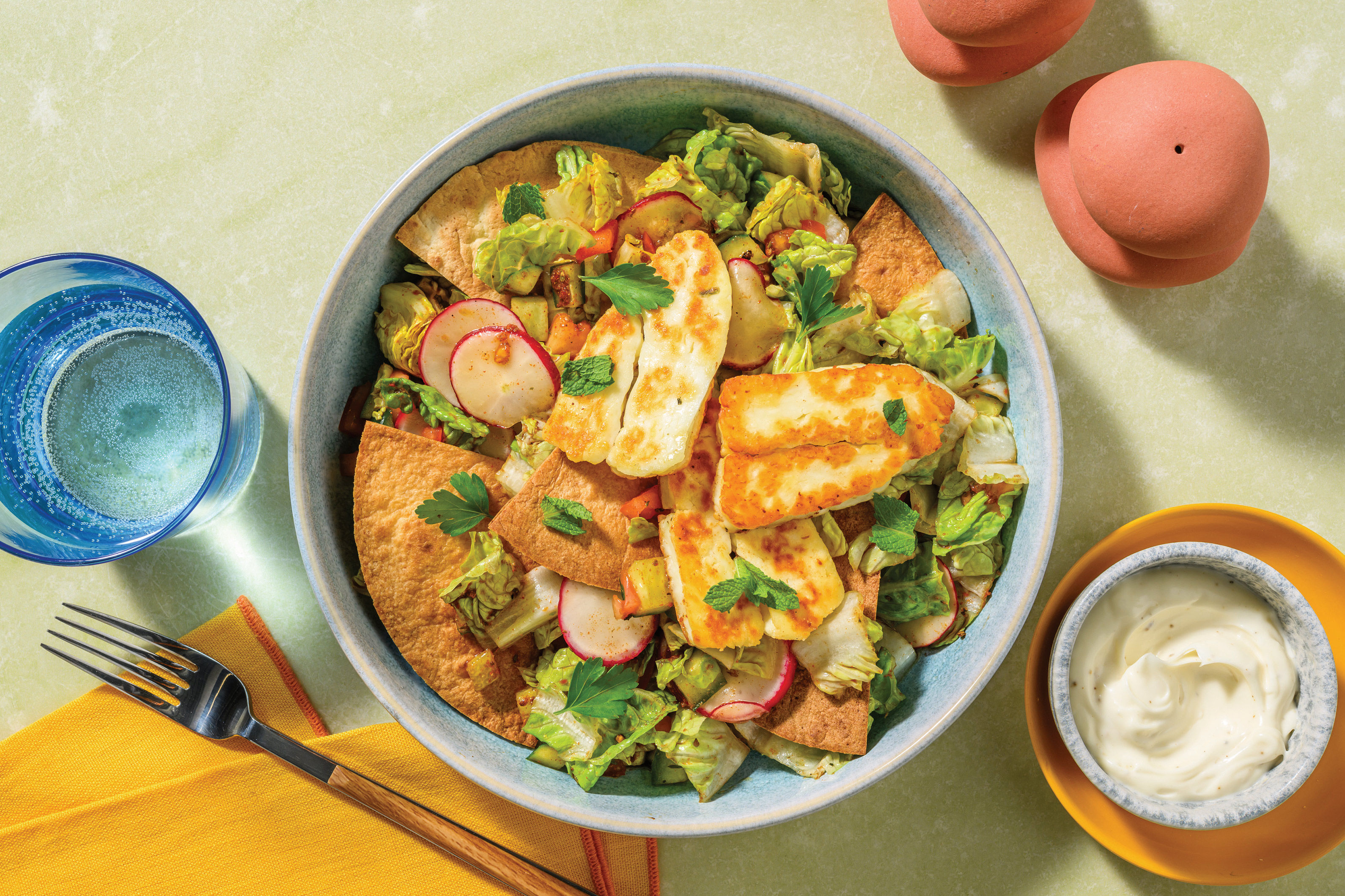 Double Honey Halloumi & Fattoush Salad Recipe | HelloFresh