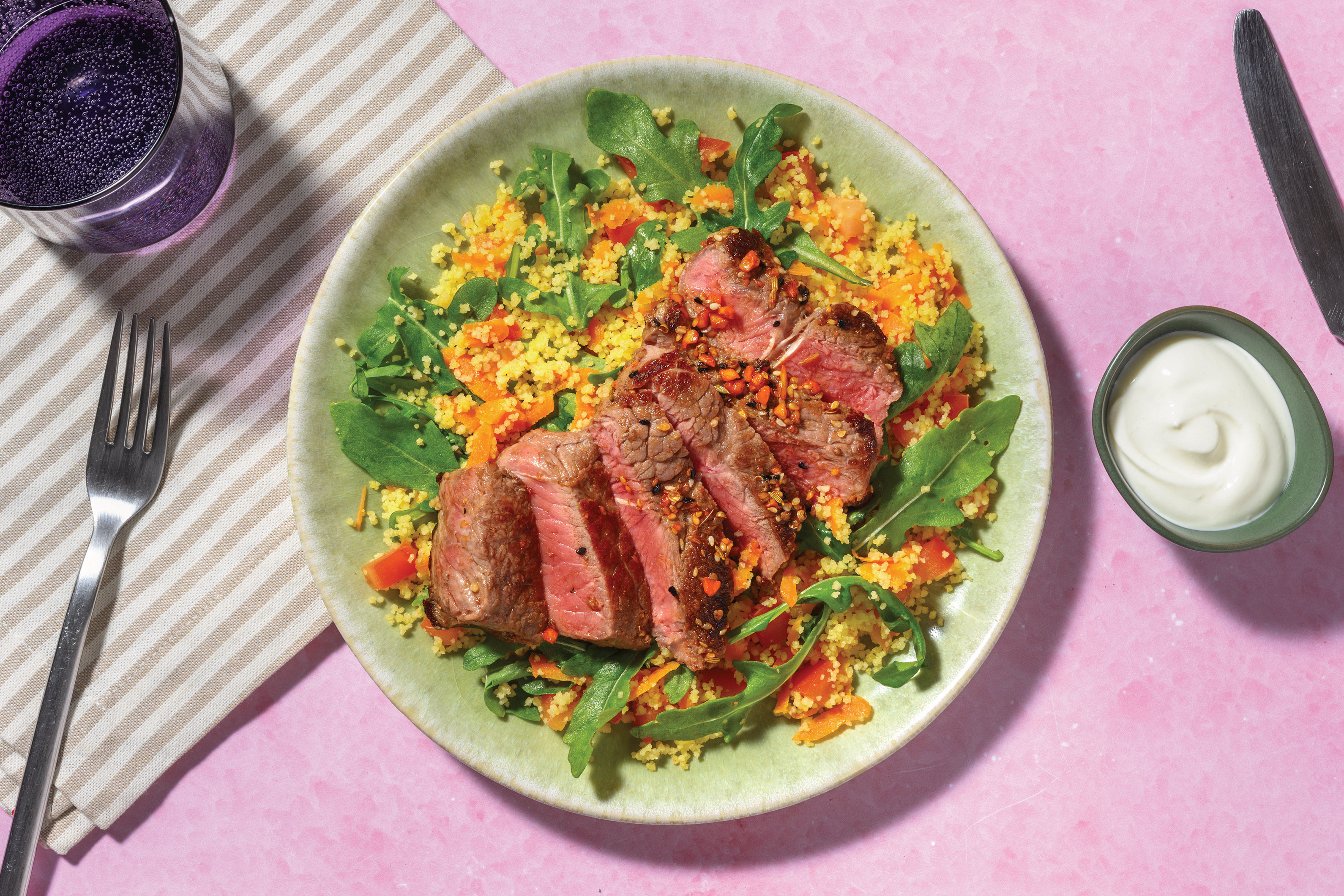 Double Middle Eastern Dukkah Beef Rump Recipe | HelloFresh