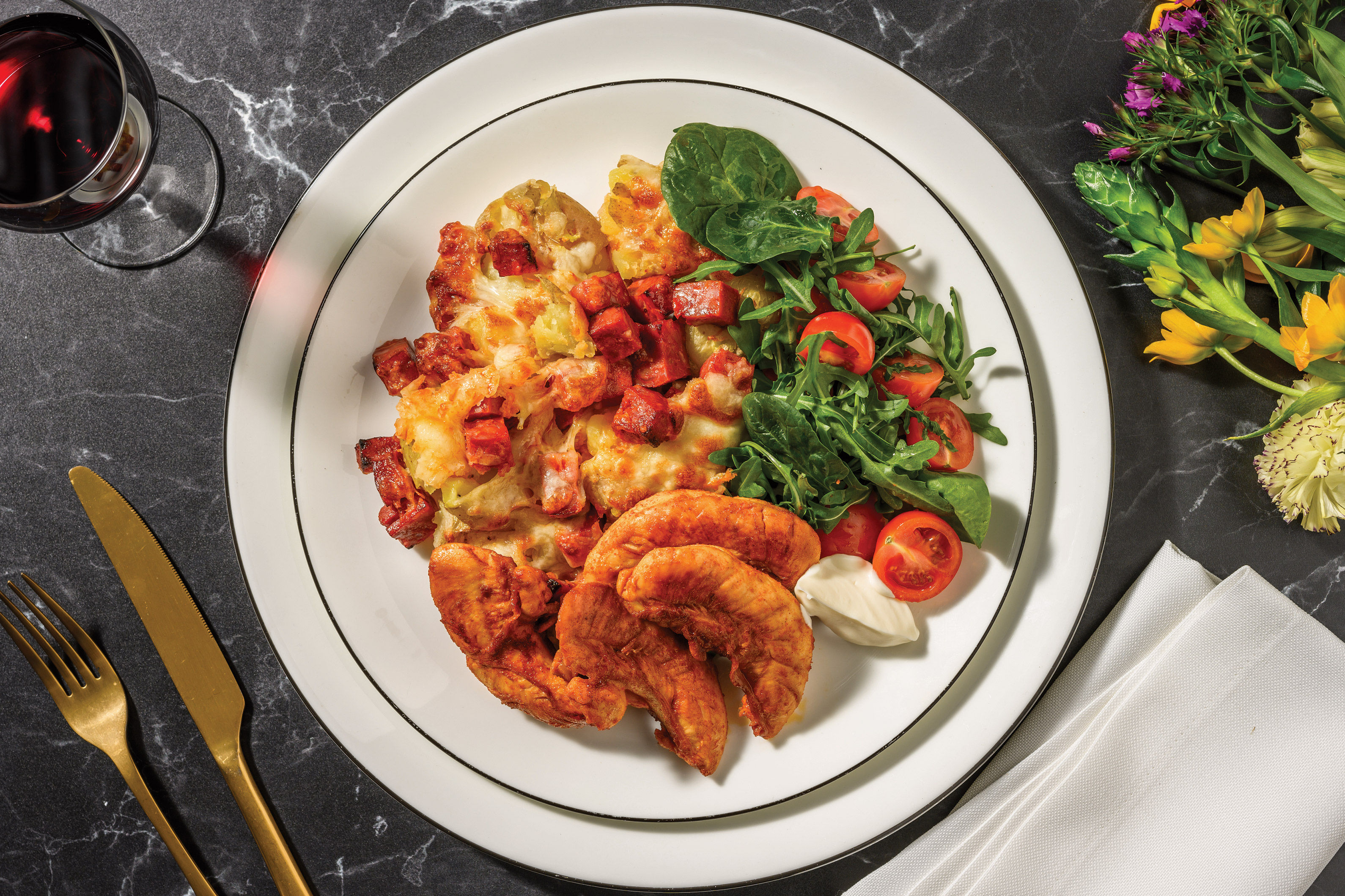 Smokey Chicken & Chorizo Patatas Bravas Recipe | HelloFresh