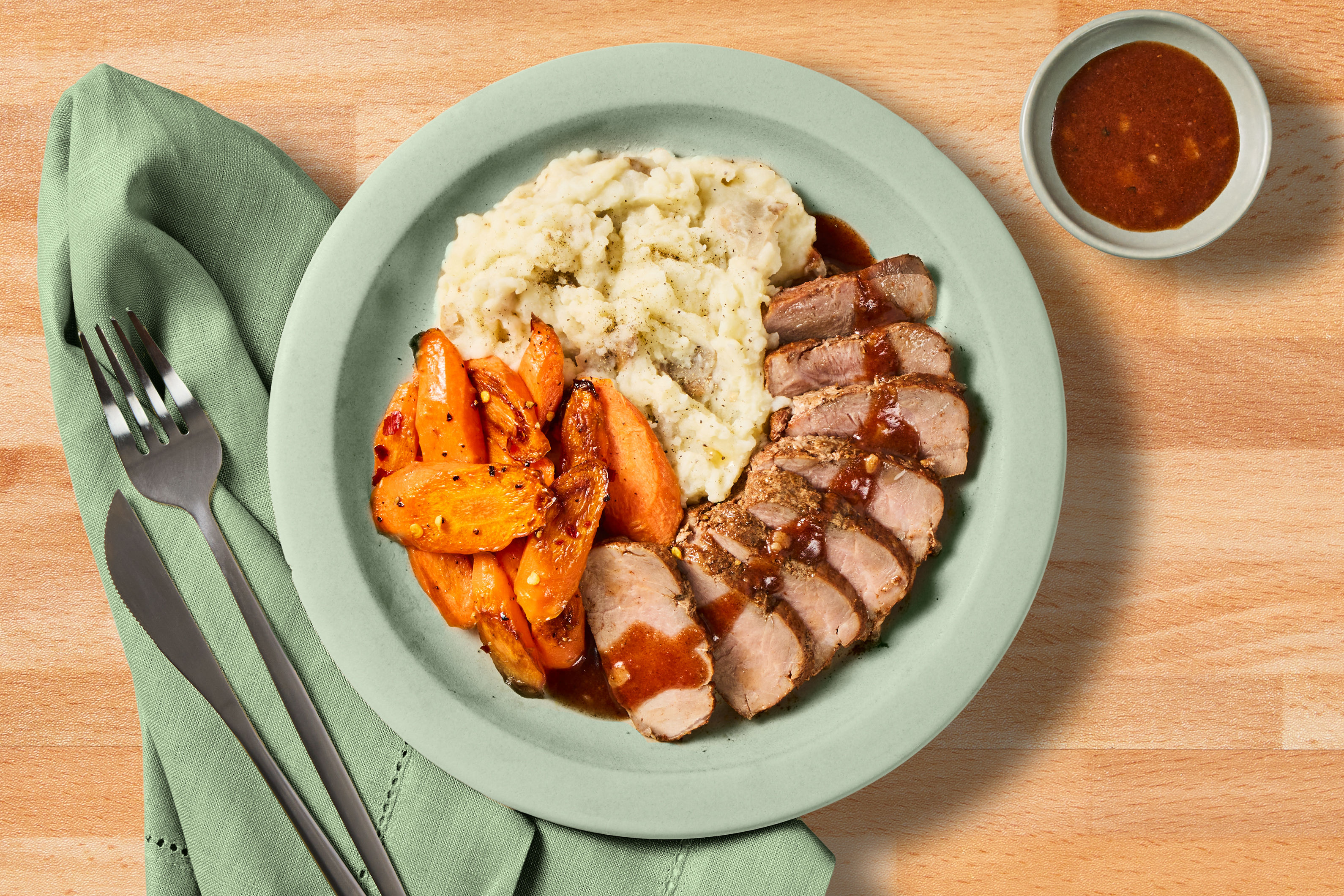 [SIDE VEG SWAP CARROTS TO GREEN BEANS] Sweet and Smoky Pork Filet with ...