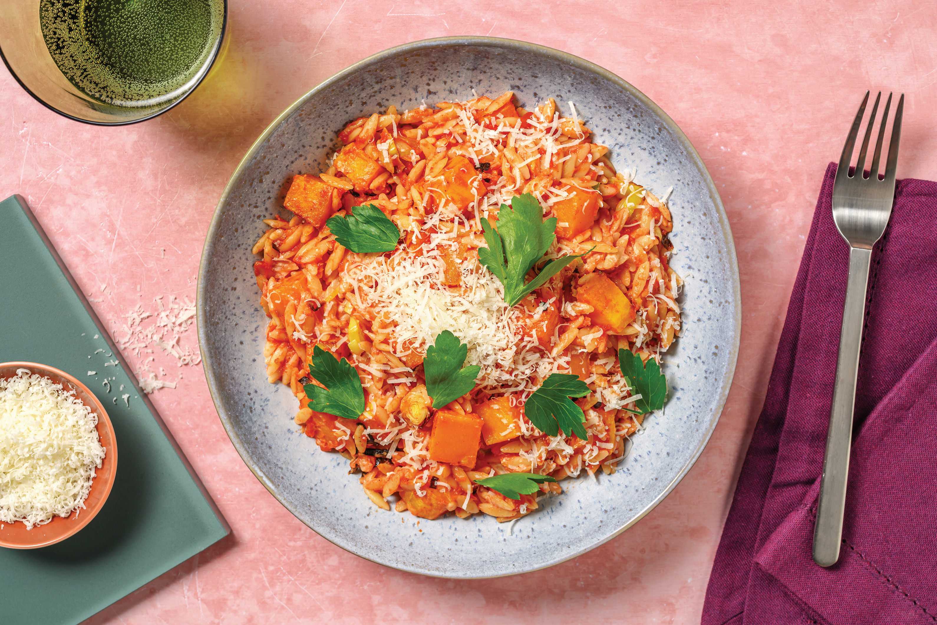 One-Tray Creamy Chicken & Pumpkin Risoni Recipe | HelloFresh