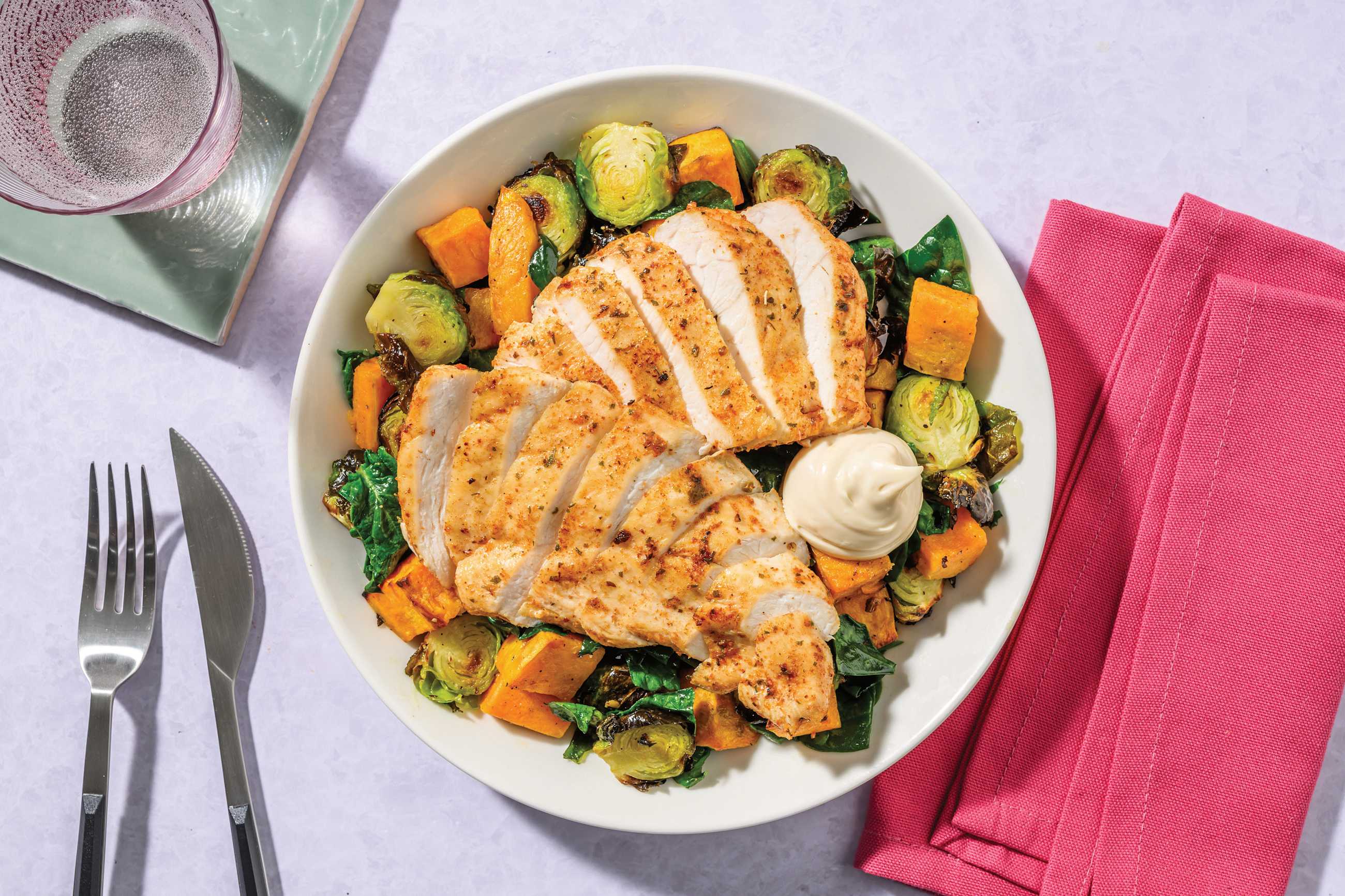 Double Fiesta Chicken & Kūmara-Sprout Toss Recipe | HelloFresh