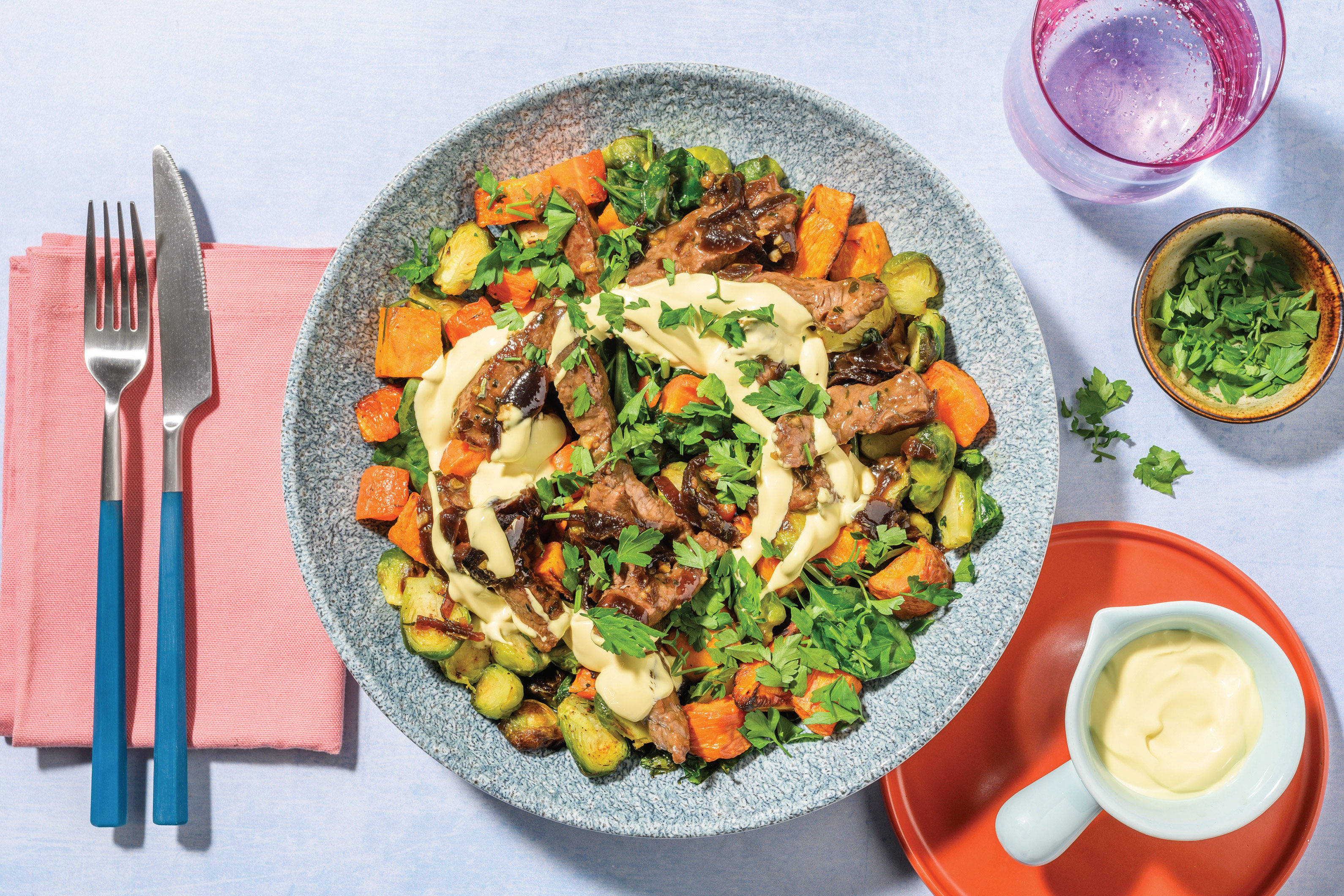 Sticky Chutney Beef & Roast Veggie Medley Recipe | HelloFresh