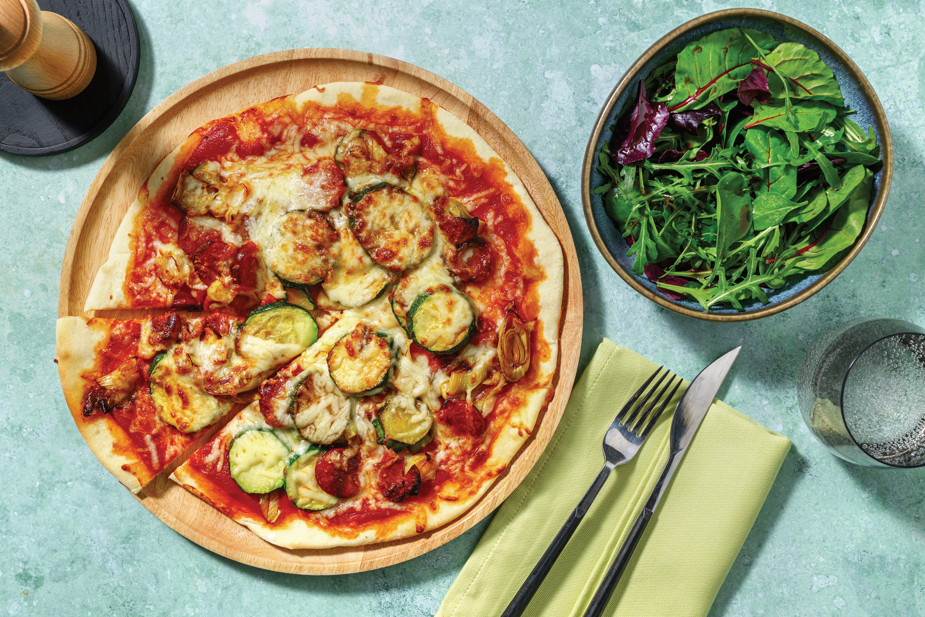 Homemade Chorizo, Courgette, Chicken & Leek Pizza Recipe | HelloFresh