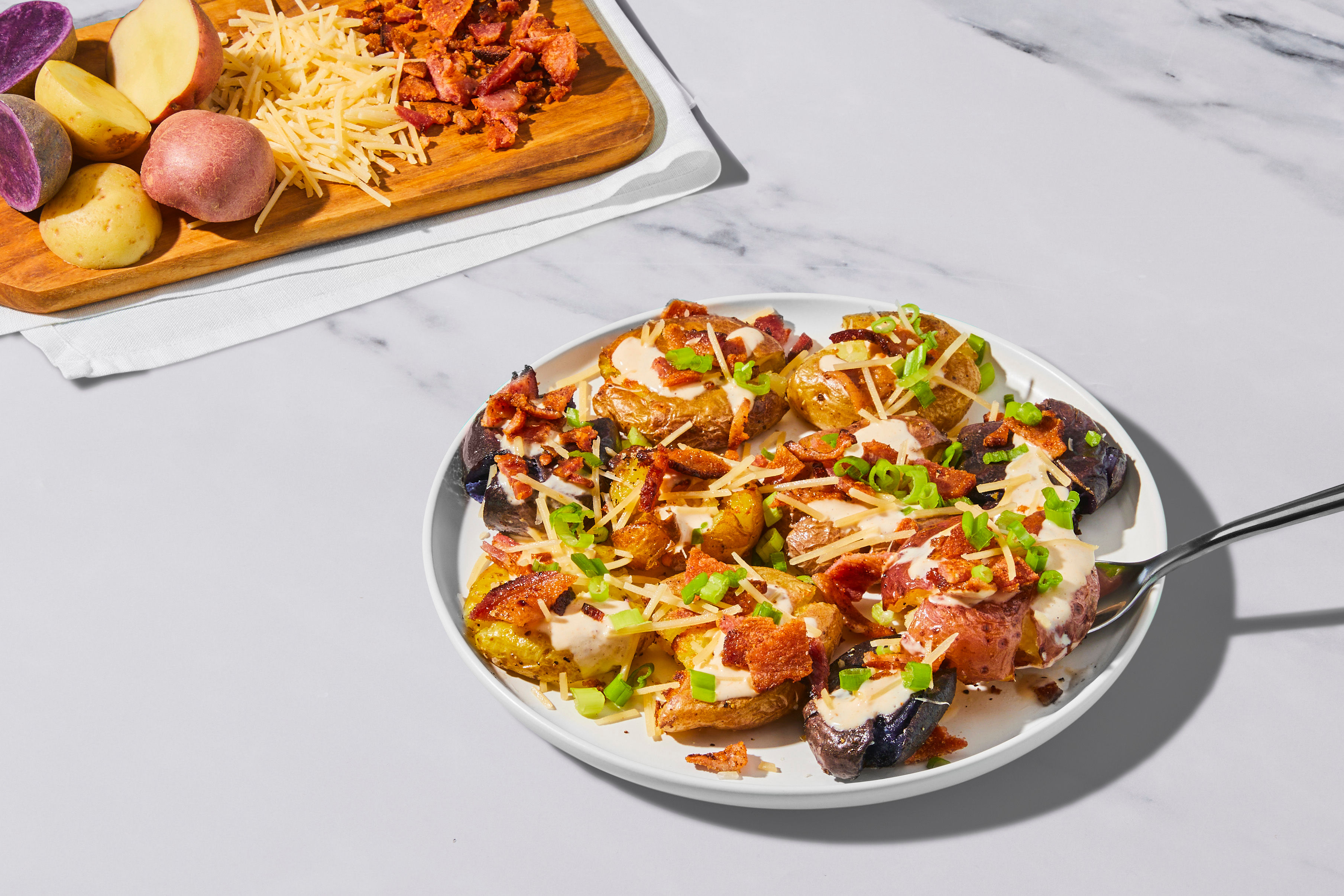 Crispy Loaded Smashed Potatoes Recipe | HelloFresh