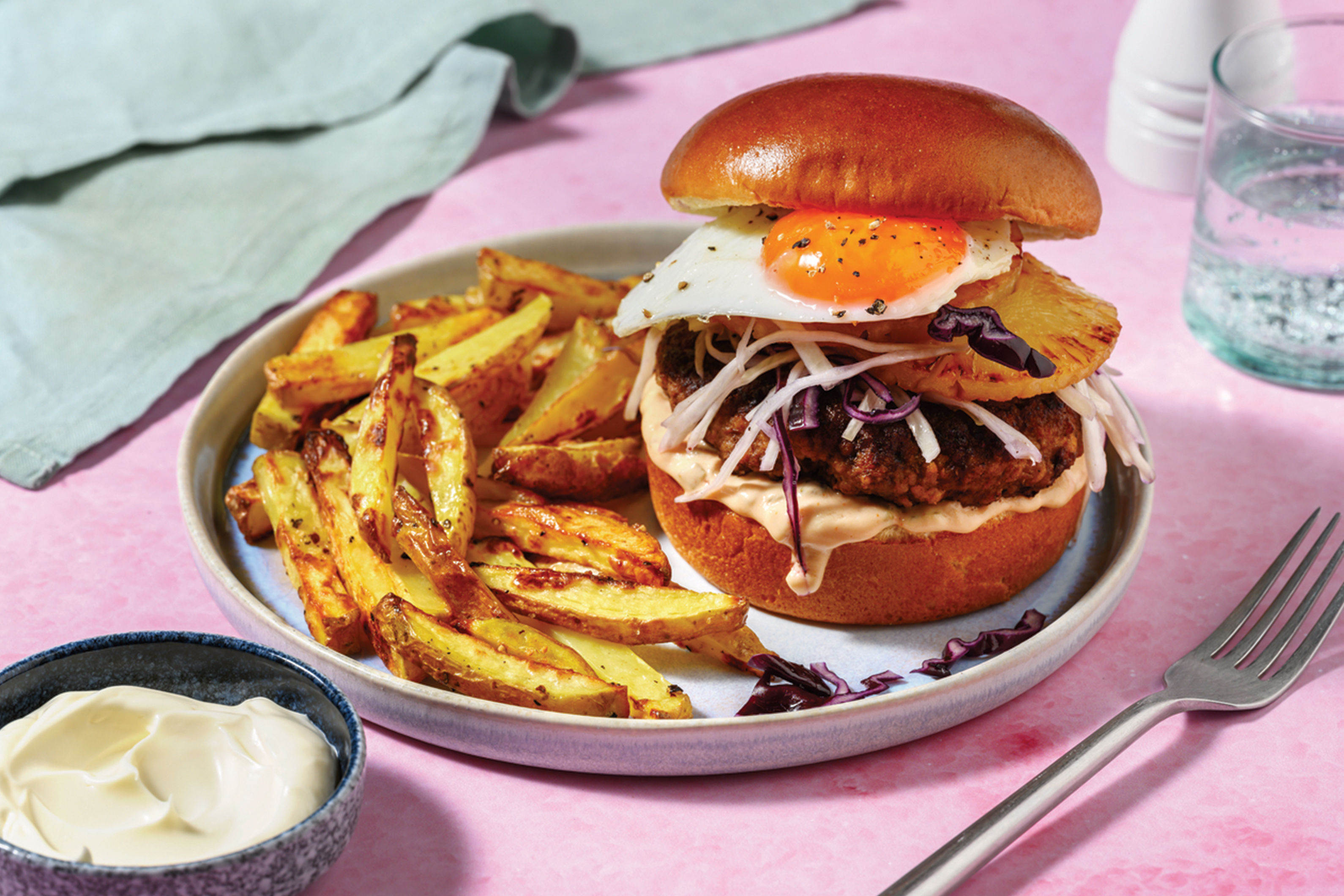 Loaded Beef Burger & Potato Fries Recipe | HelloFresh