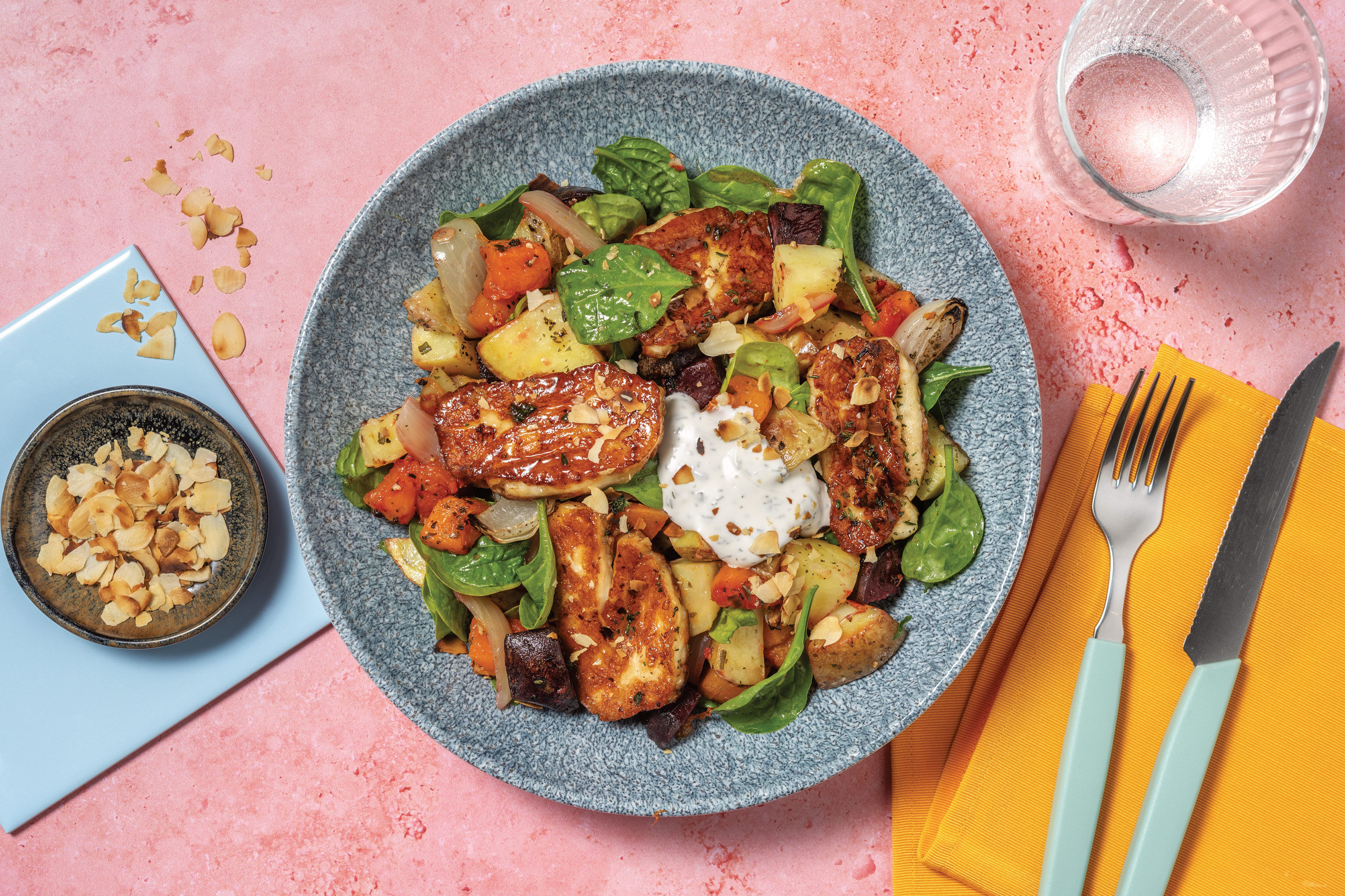 Sticky Chicken, Haloumi & Root Veggie Medley Recipe | HelloFresh