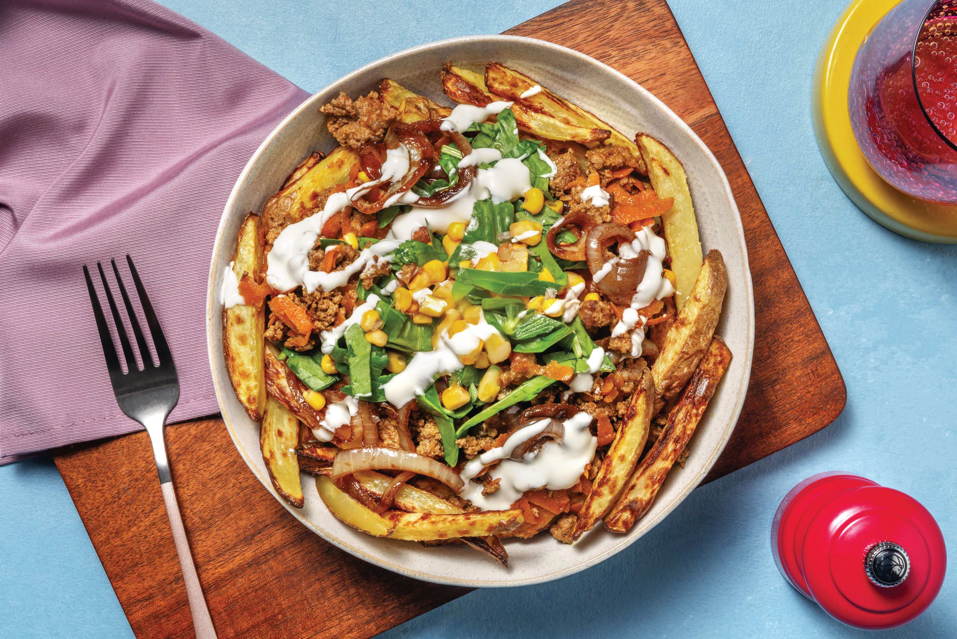 Loaded Fries & Smokey Beef Mince Recipe | HelloFresh