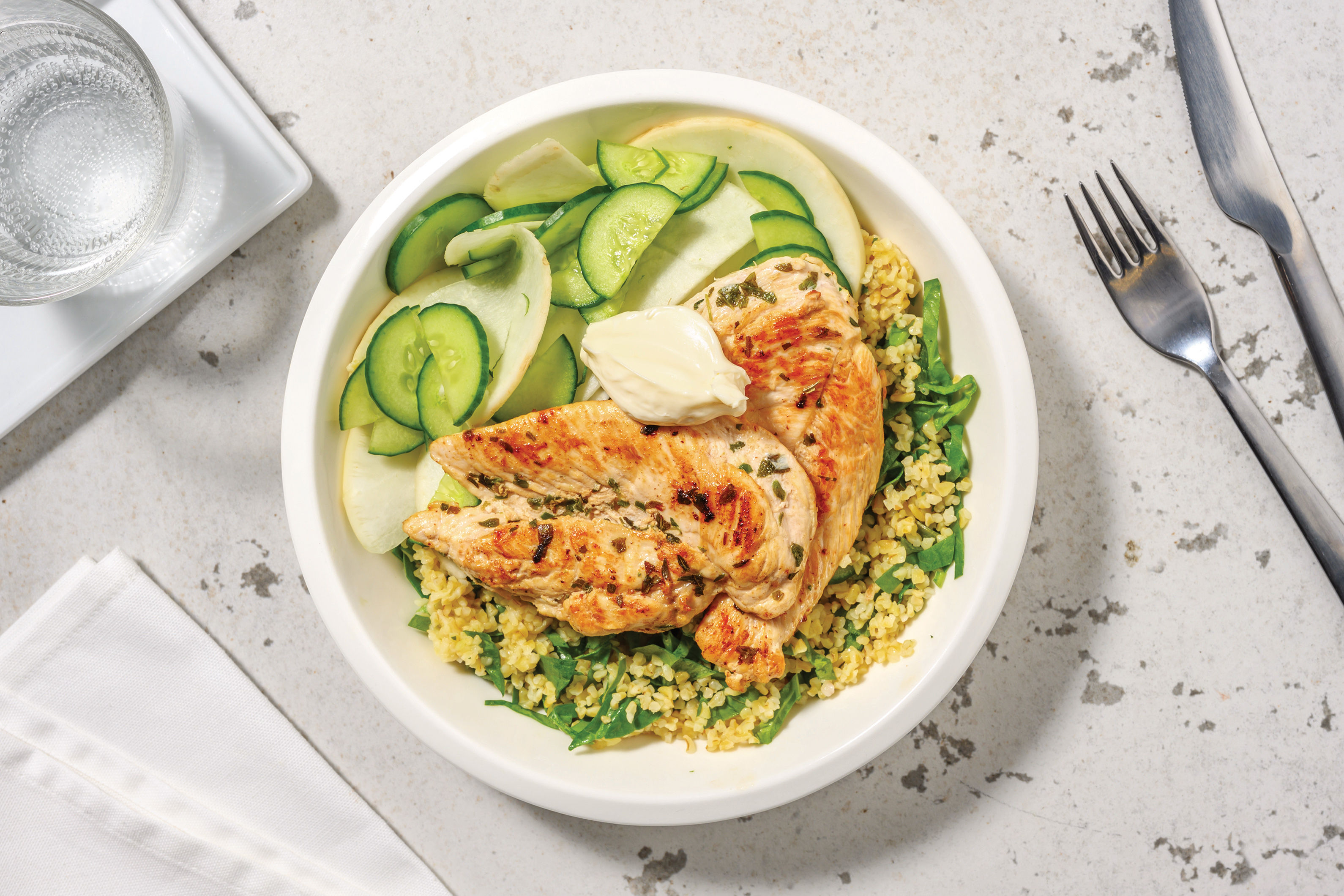 Garlicky Chicken Freekeh Bowl Recipe | HelloFresh