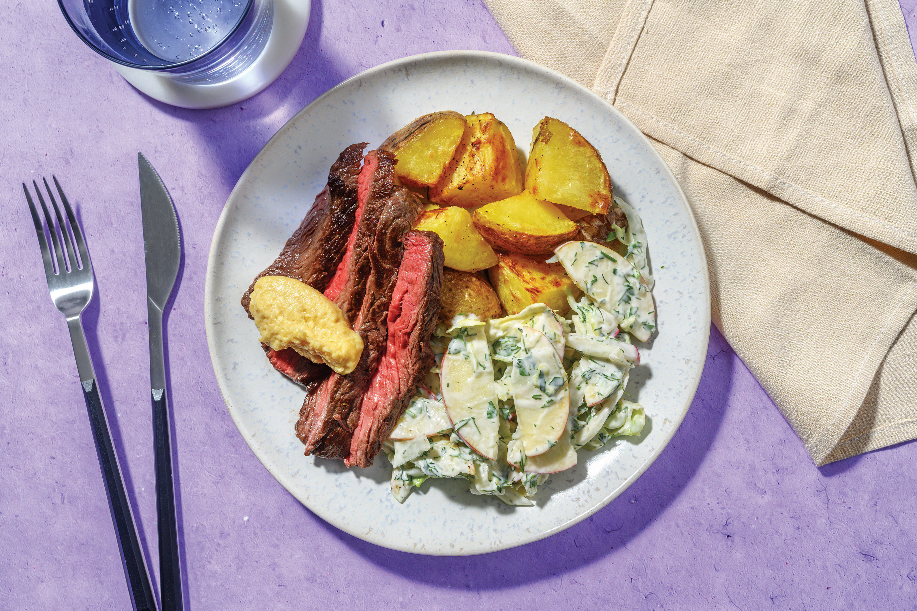 Double Rump Steak & Twice-Cooked Rosemary Potatoes Recipe | HelloFresh