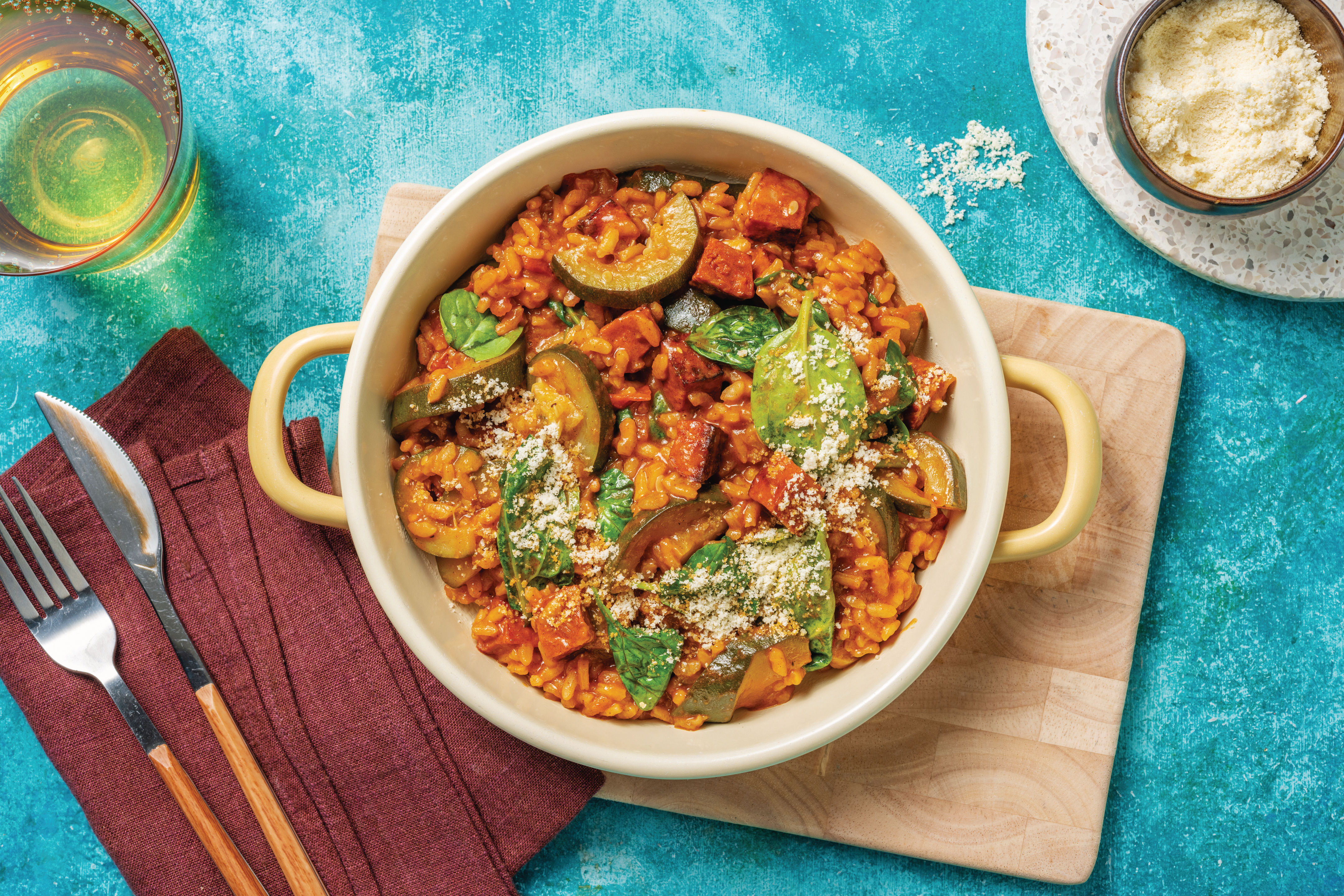 Easy Oven-Baked Chicken, Chorizo & Veggie Risotto Recipe | HelloFresh