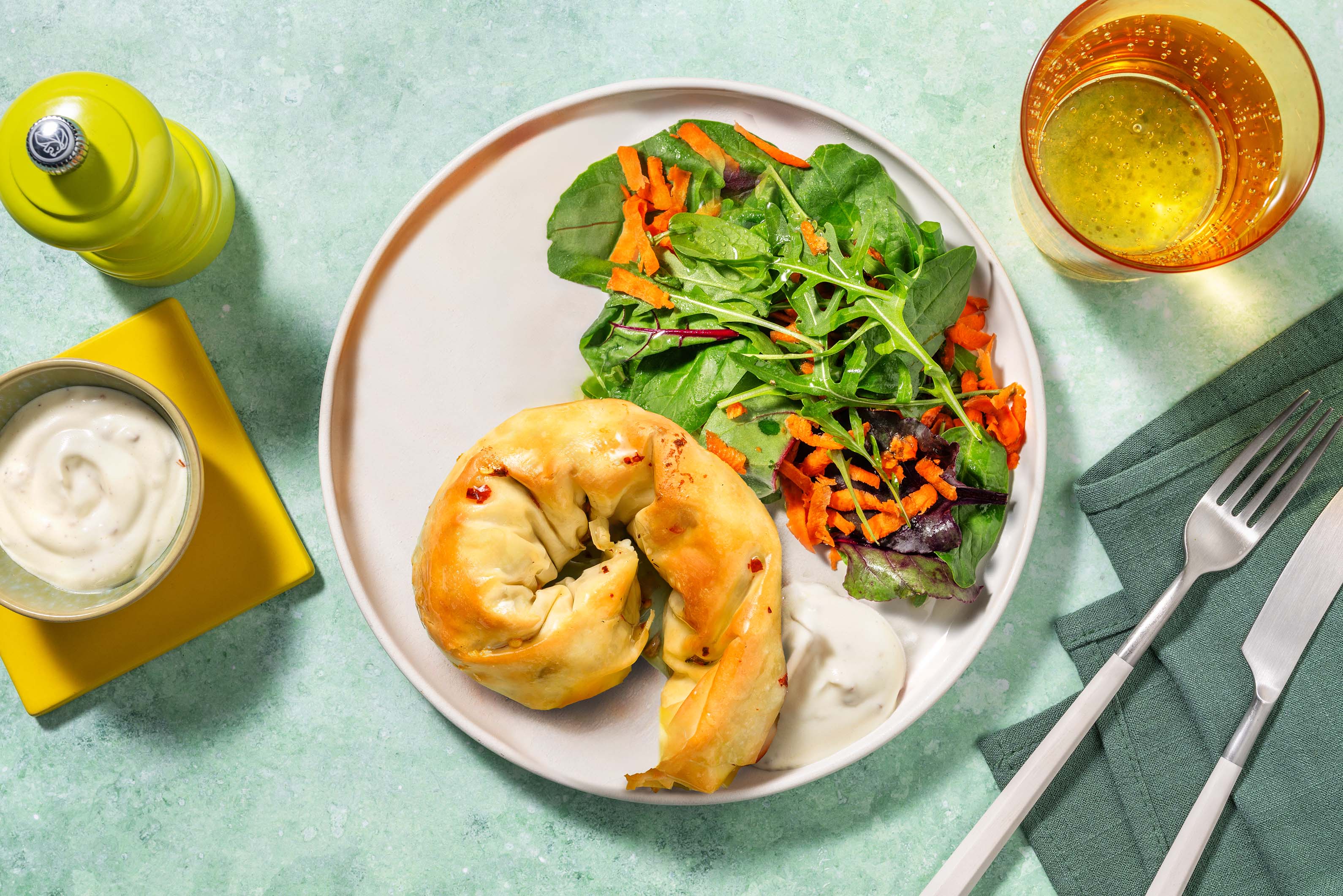 Pork Borek Filo Snail & Carrot Salad Recipe | HelloFresh