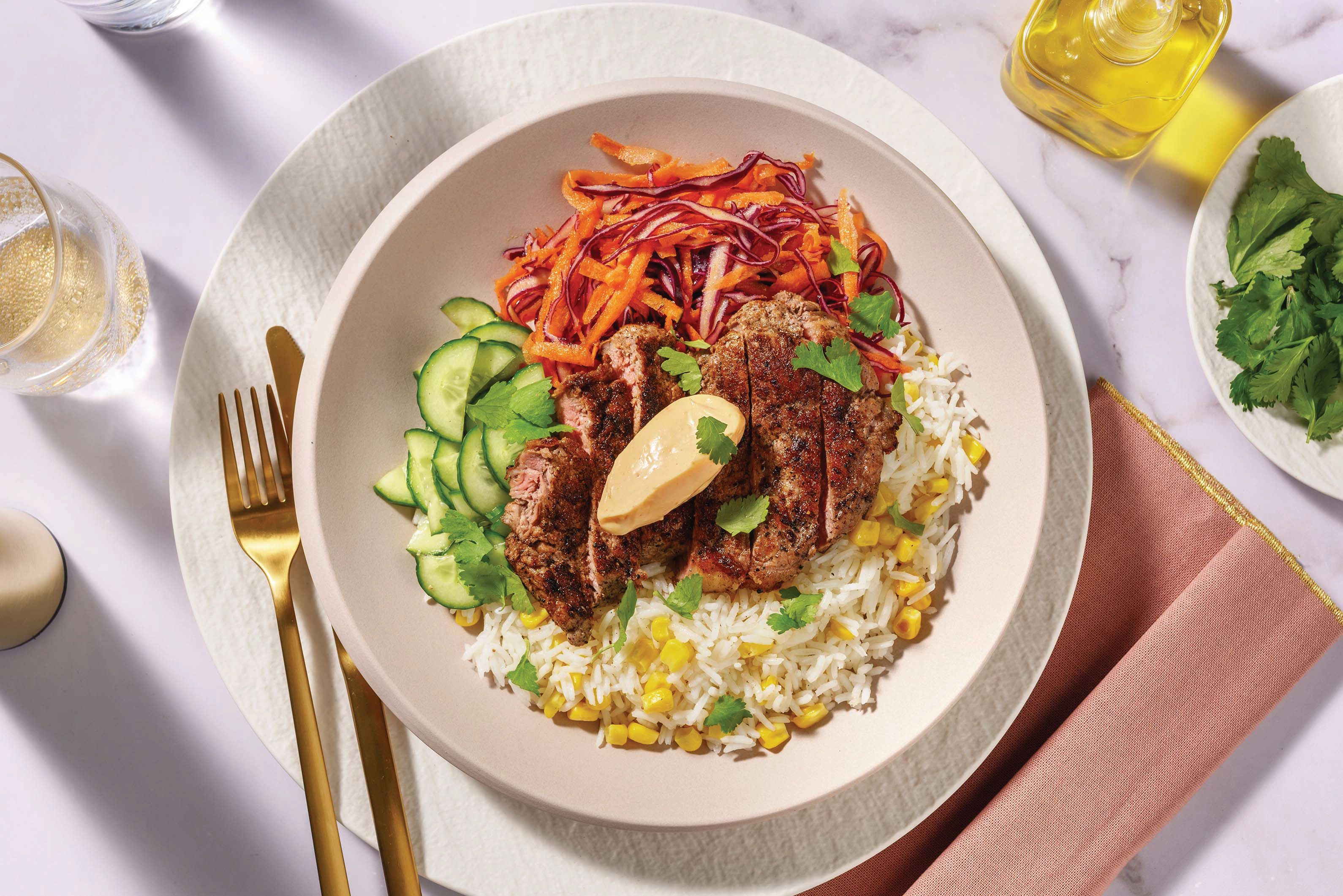 Unbeatable Beef Rump & Corn Rice Bowl Recipe | HelloFresh