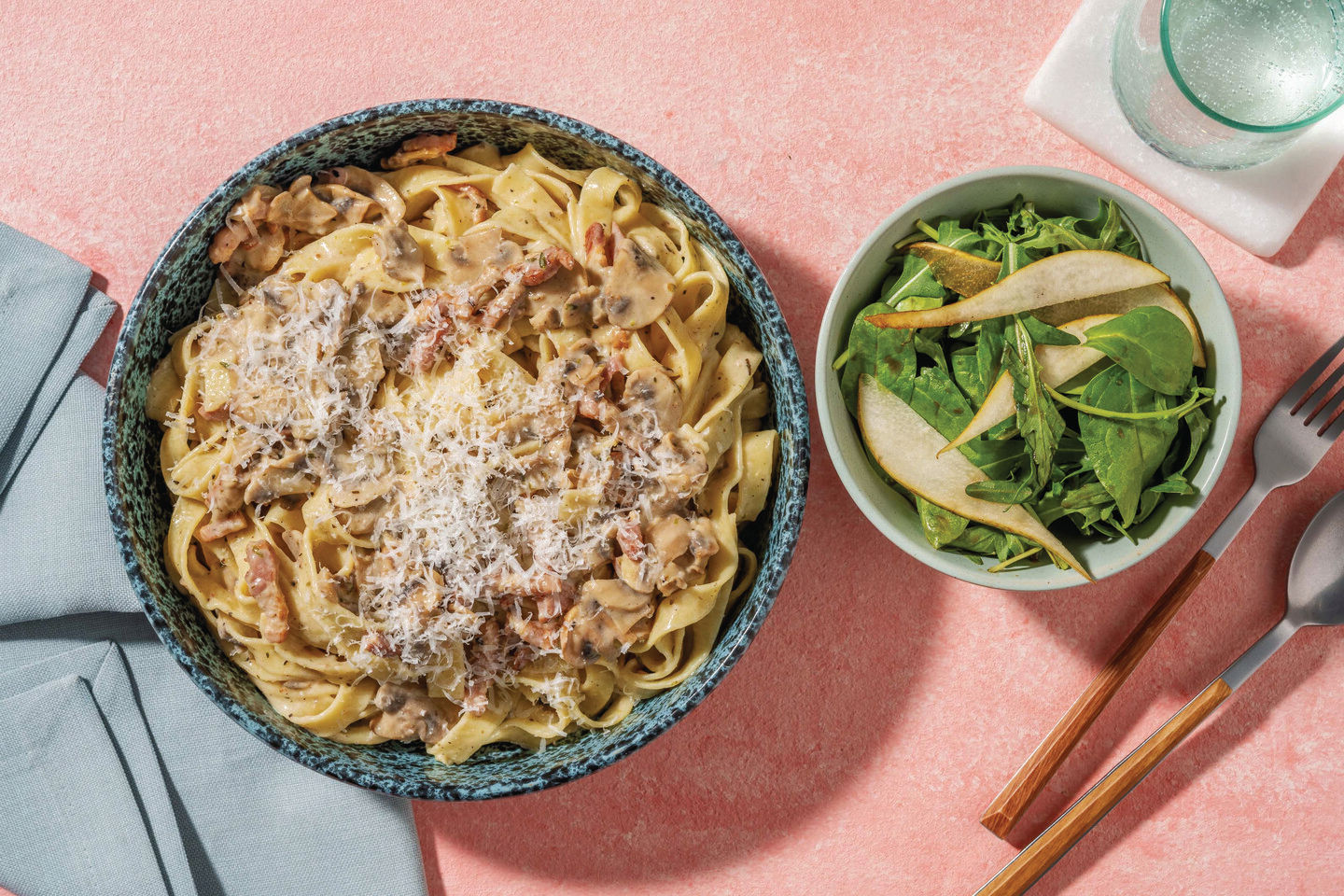 Mushroom & Double Bacon Fettuccine Recipe | HelloFresh