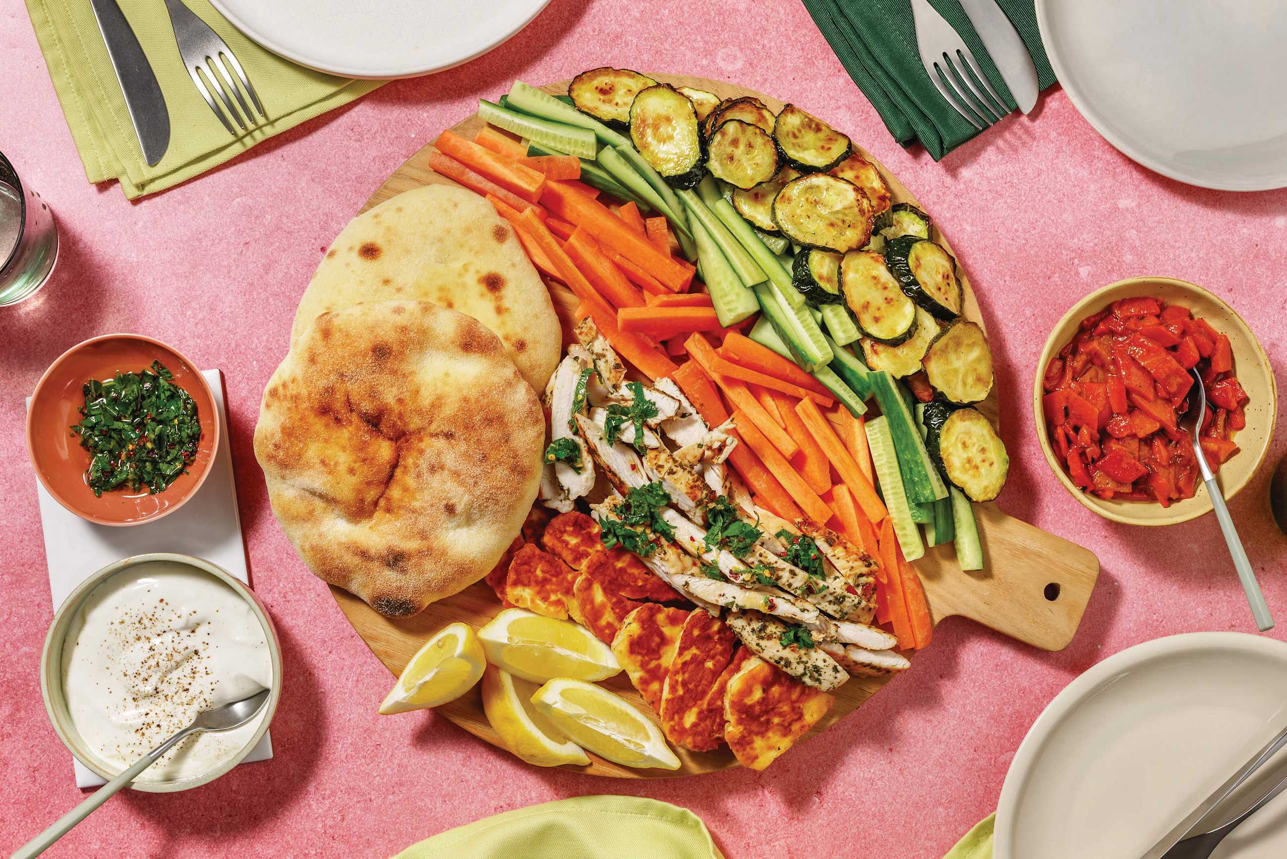 Garlicky Greek Chicken & Halloumi Mezze Platter Recipe | HelloFresh
