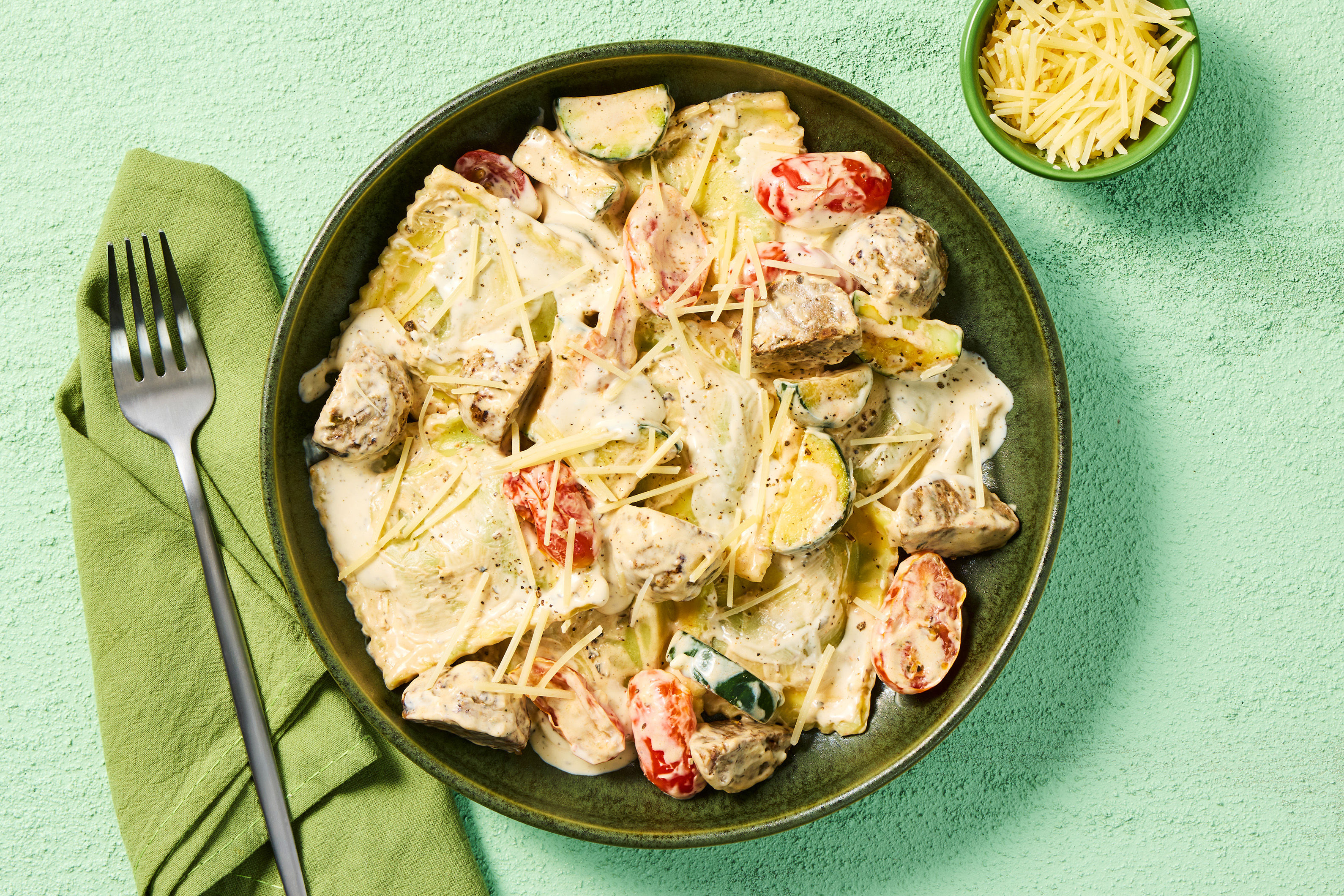 Creamy Spinach Ravioli with Meatballs Recipe | HelloFresh