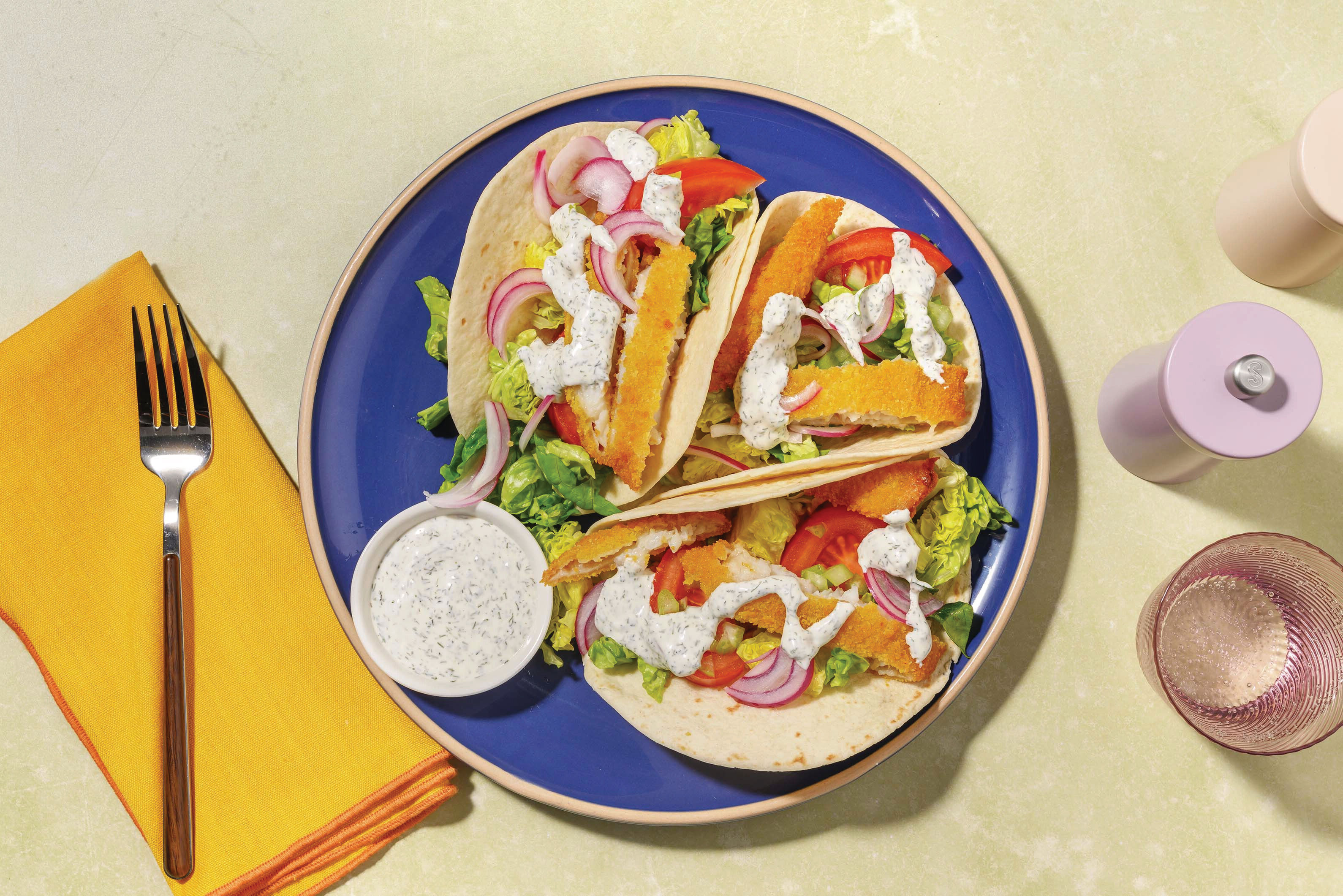 Speedy Crumbed Basa & Cos Salad Tacos Recipe | HelloFresh