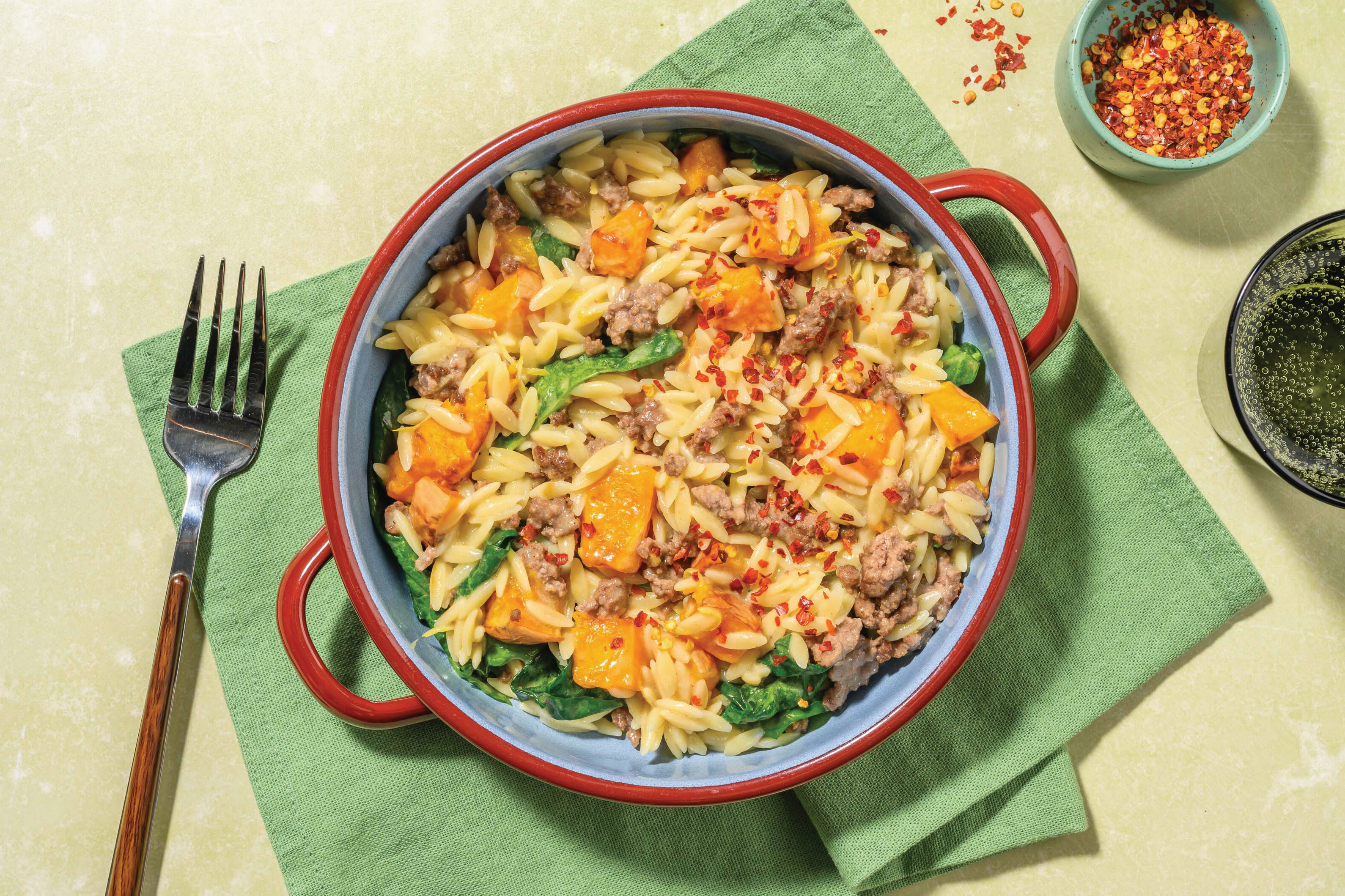 Creamy Pork & Pumpkin Fusilli Recipe | HelloFresh