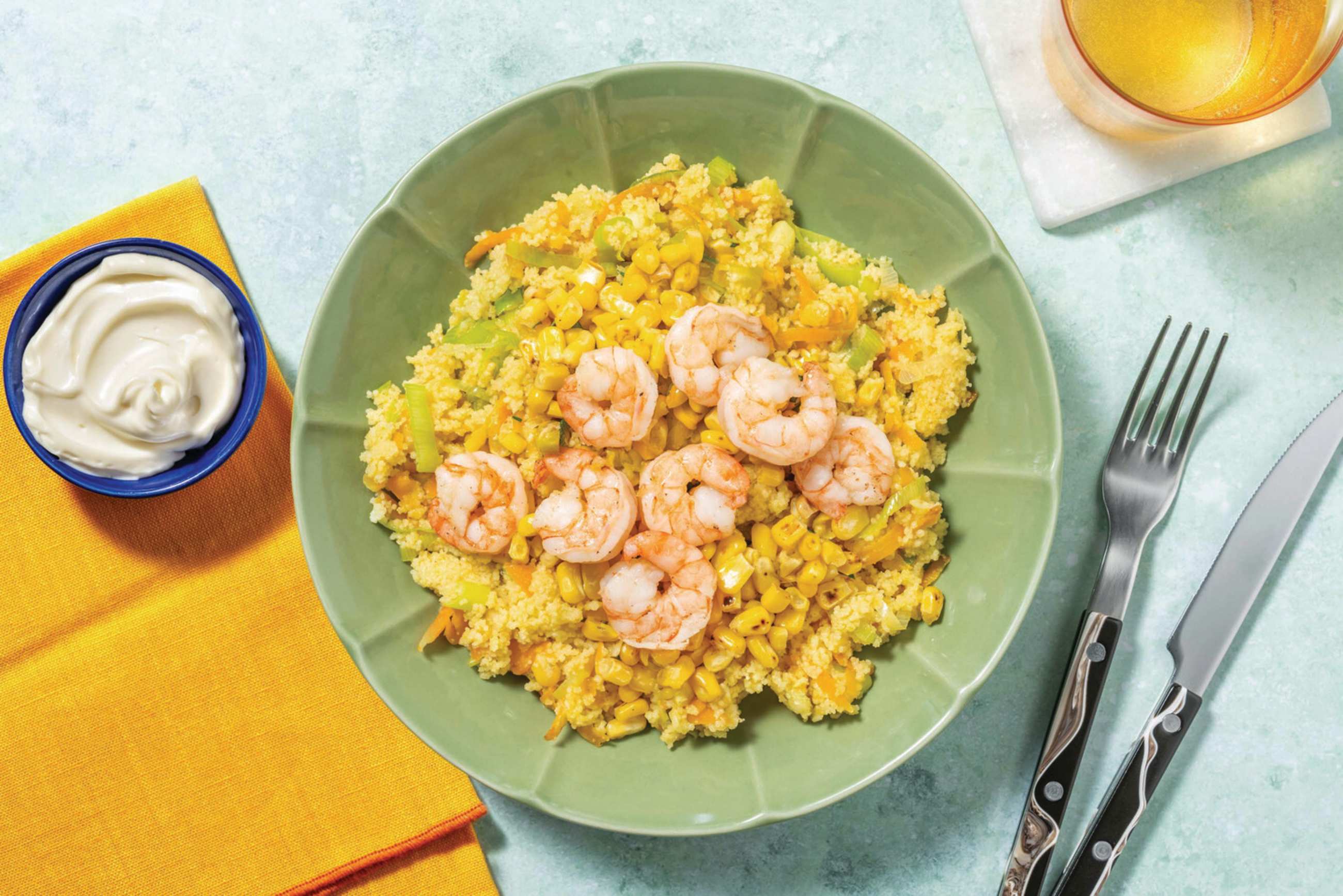 Double Caribbean Prawn & Veggie Couscous Bowl Recipe | HelloFresh